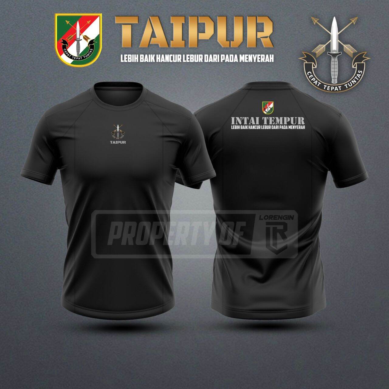 Baju kaos Taipur Kostrad TNI AD / Jersey Taipur Bahan Drifit Hitam ...