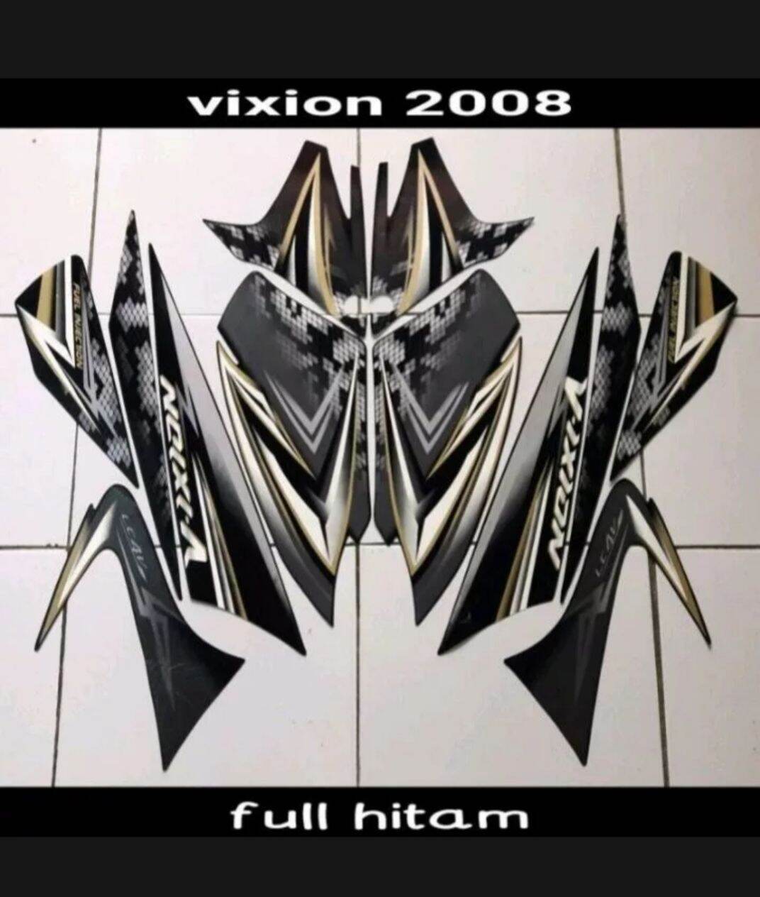 STIKER STRIPING LIS BODY VIXION OLD LAMA 2008 2009 FULL HITAM STANDAR ...