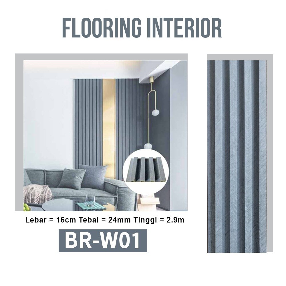 WPC Wall panel partisi dinding BR-W01 Warna Abu tebal 24mm/lembar ...