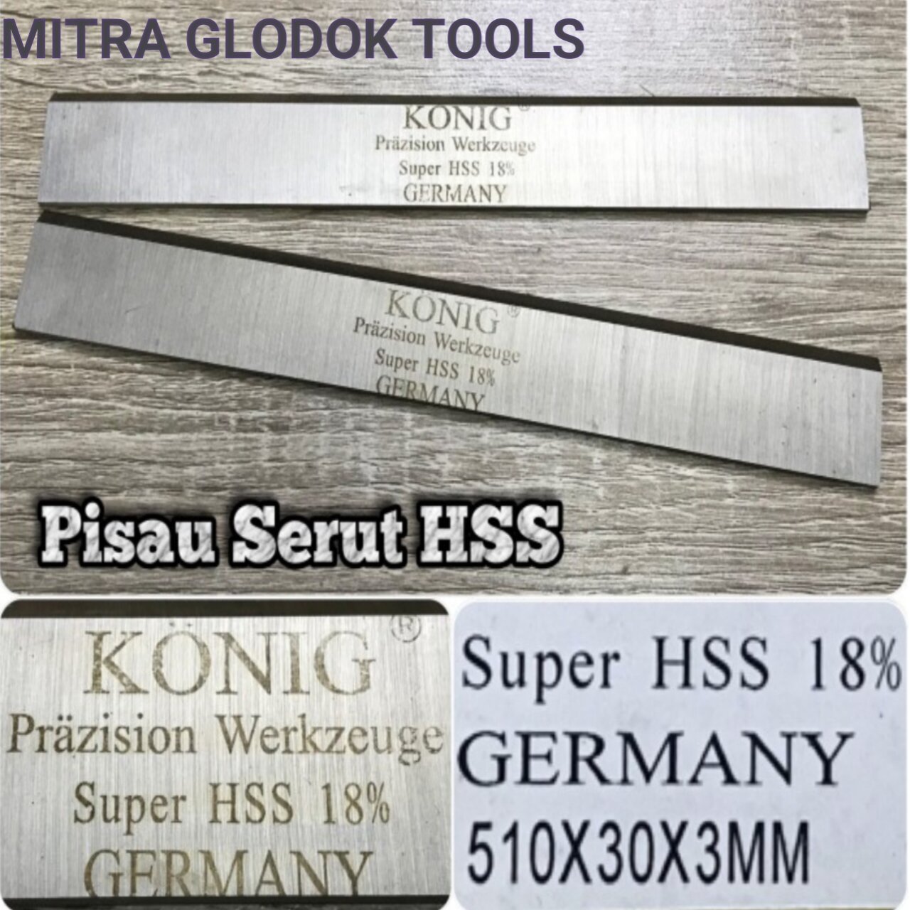 Mata pisau serut Konig HSS ukuran 510 × 30 × 3 mm mata pisau planer ...