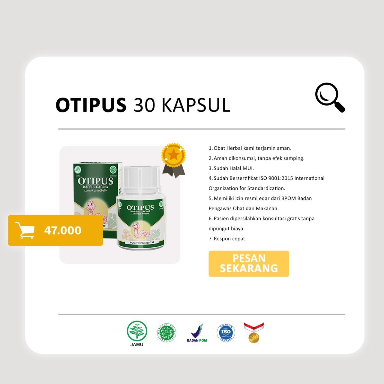 Otipus Obat tipes typus ekstrak cacing Alami Isi 30 Kapsul | Lazada ...