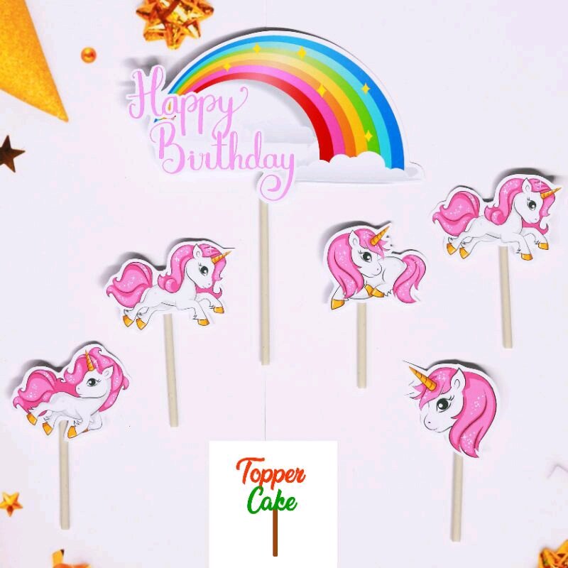 Topper Cake Kuda Poni dan Pelangi / Ingin COD? silakan chat dulu ...