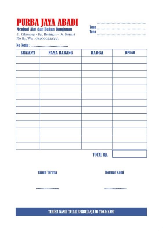 Nota Custom 1play & 2play, bon, nota caffe, nota loundry, nota olshop ...