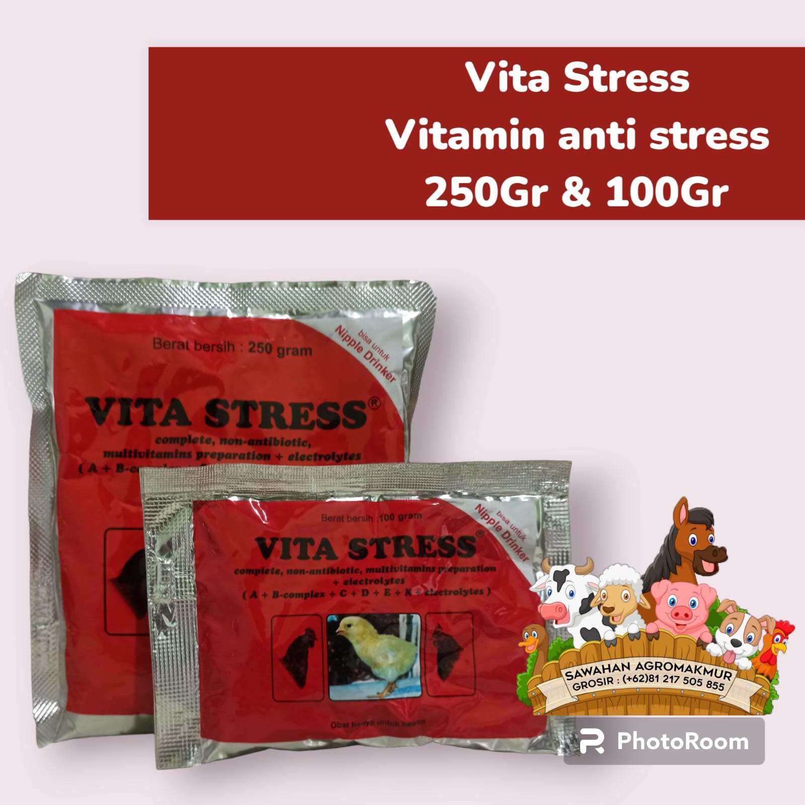 vita stress 100gram vitamin ayam anti stress multivitamin anak ayam ...