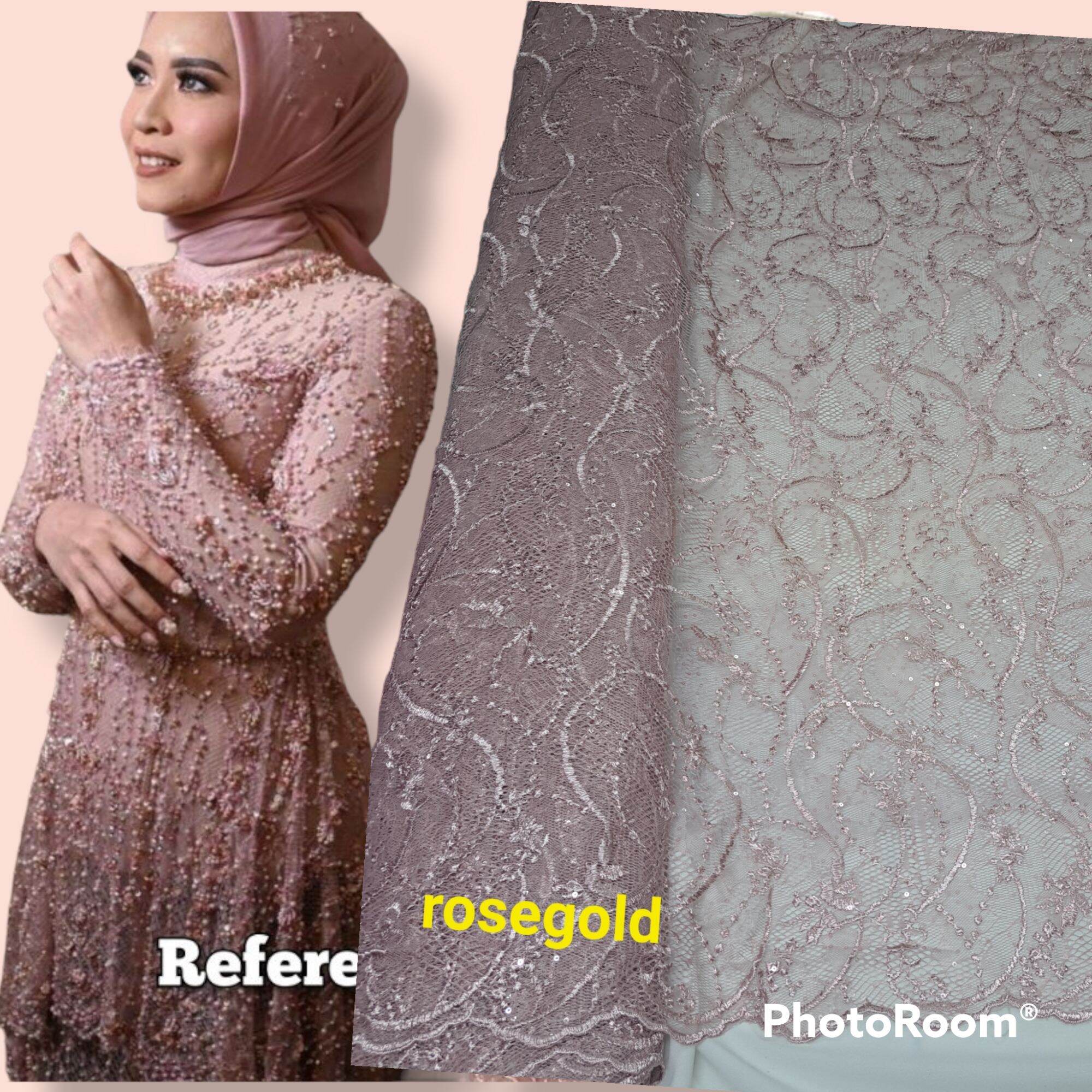 bakal kain kebaya wanita tulle santili payet/tille brokat chantily ...