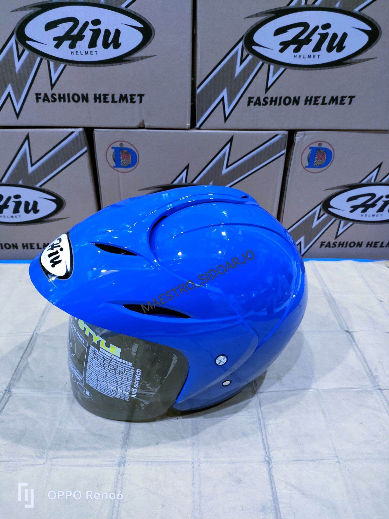Helm Hiu Nico Half Face Helm Hiu Polos Blue Mild | Lazada Indonesia
