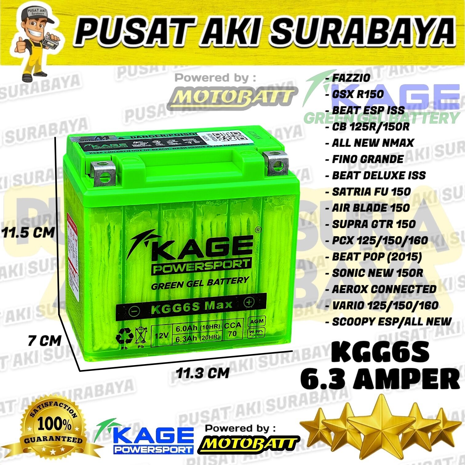 ACCU BEAT CBS ISS BARU MOTOBATT MTZ6S NEW SCOOPY FAZZIO STYLO 160 ...
