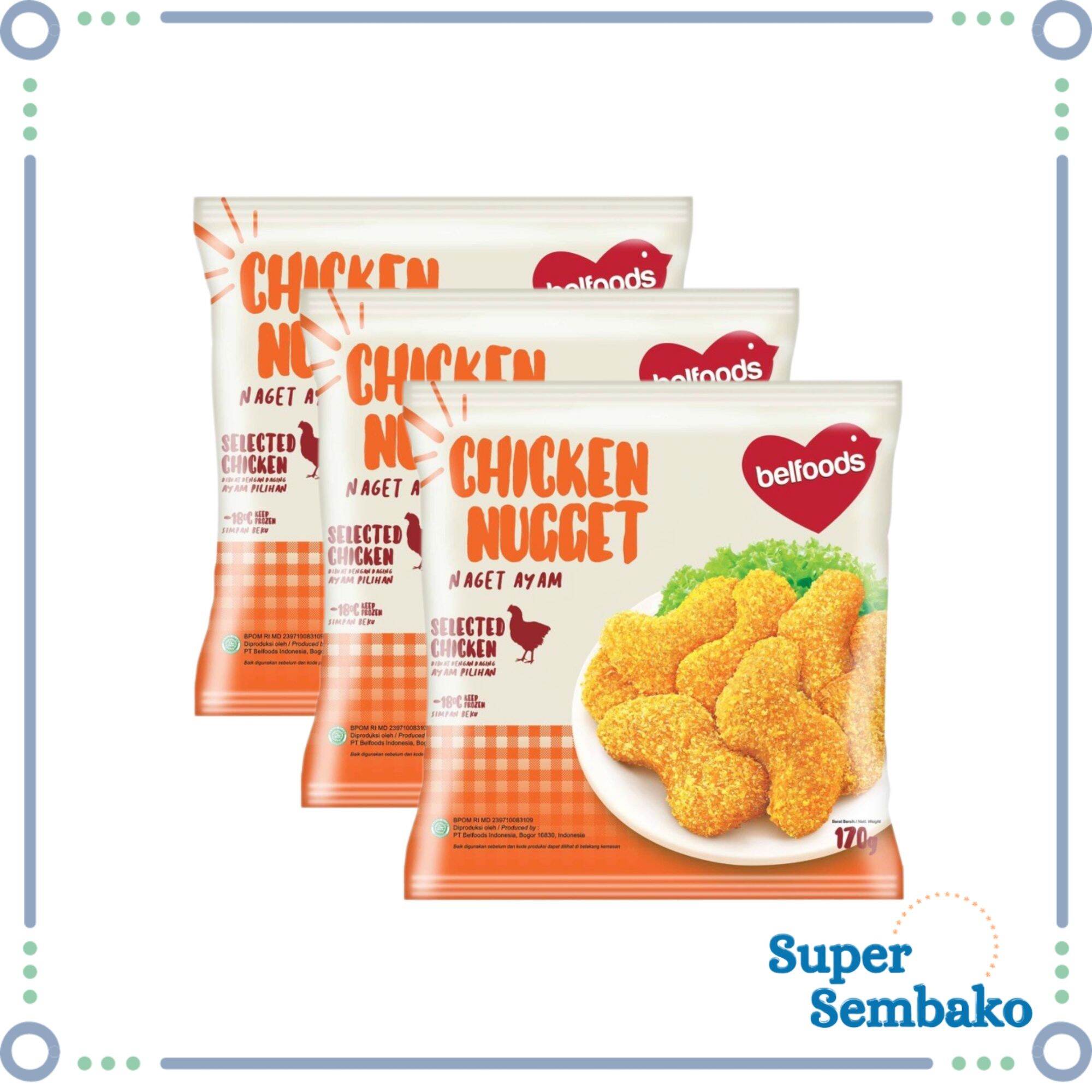 FROZEN FOOD MAKANAN BEKU CHICKEN NUGGET / NAGET AYAM BELFOODS 170g ...