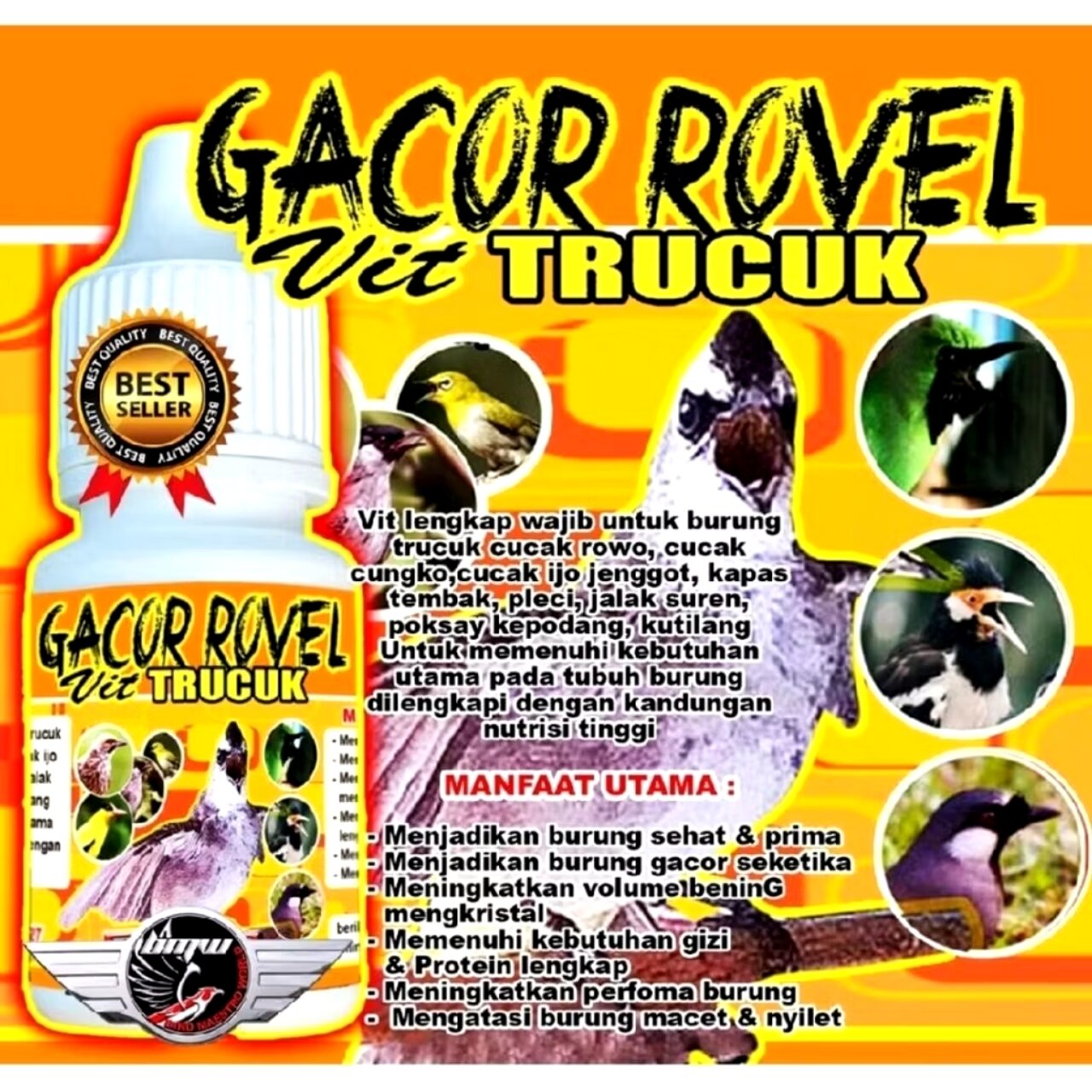VITAMIN TRUCUK GACOR ROVEL KUNING VITAMIN TRUCUKAN KUTILANG BOTOL 10 ML ...