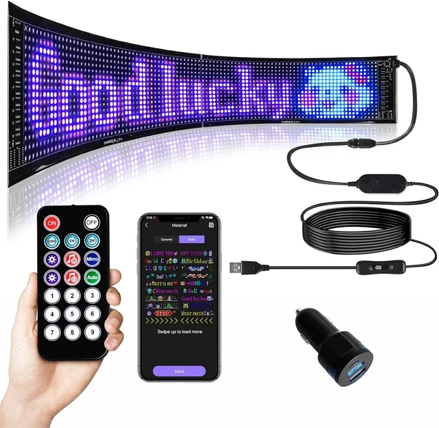 Papan LED Matrix Panel Bluetooth Colorful Display Kit 5V 37,2 x 9 cm ...