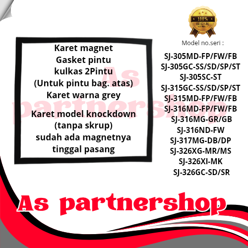 karet magnet gasket pintu kulkas sharp 2pintu sj-305,sj-317,sj-315,sj-316,sj-326 original 731 ...
