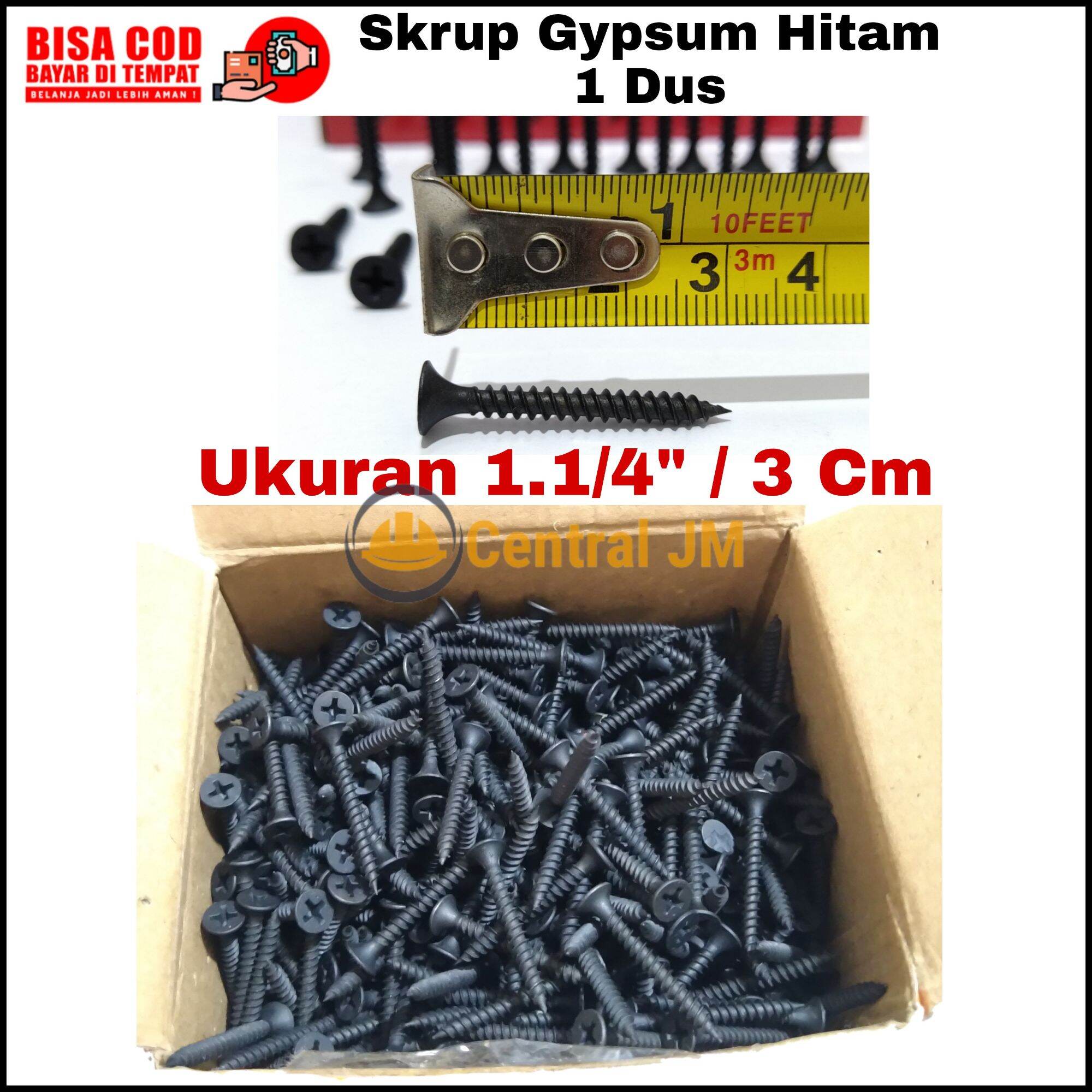 Sekrup Gypsum 1 Dus Ukuran 1.1/4 Inch [ 3 CM ] Hitam Tajam Skrup High ...
