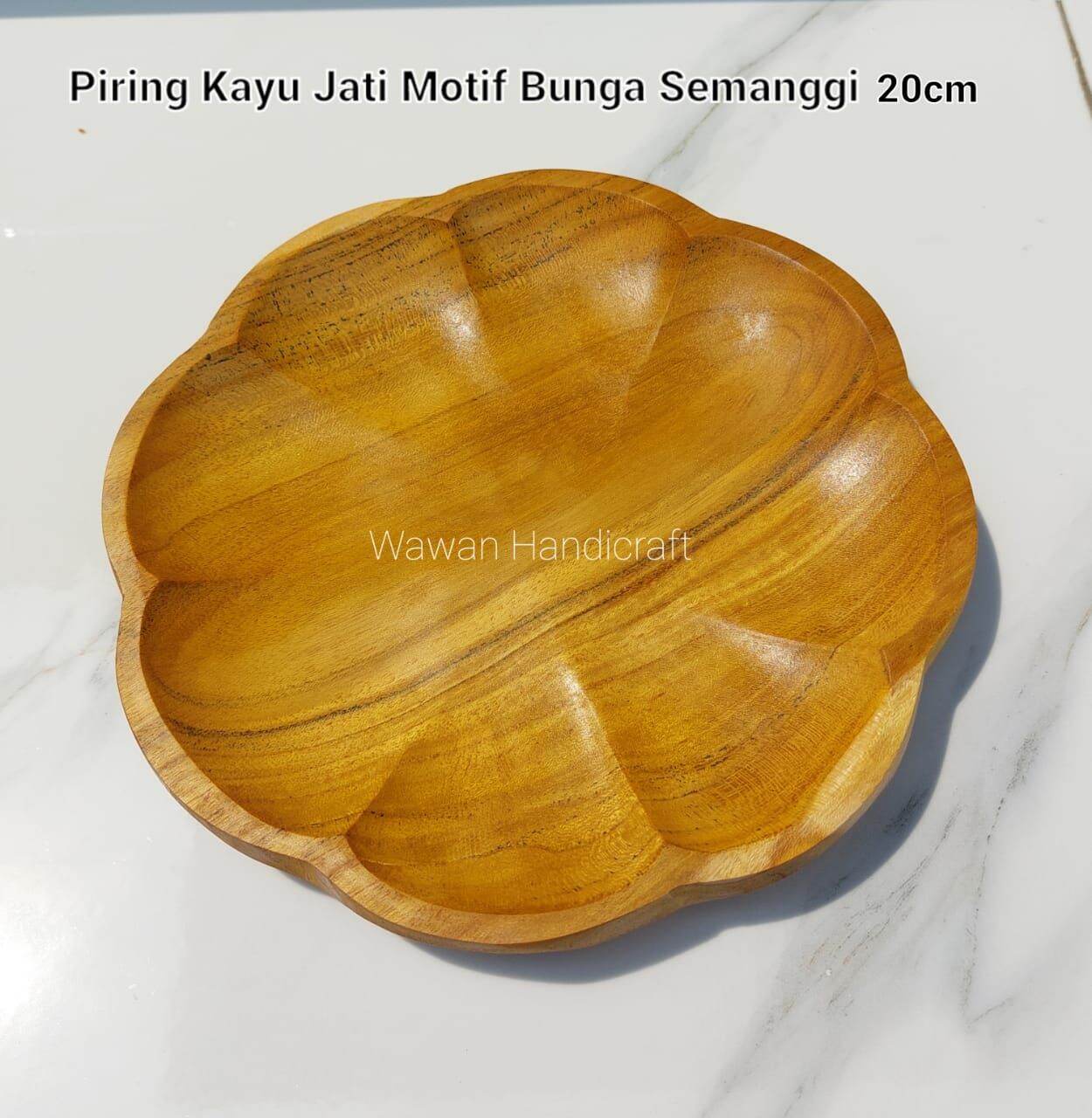 piring kayu/piring makan/piring saji/piring motif bunga semanggi set ...