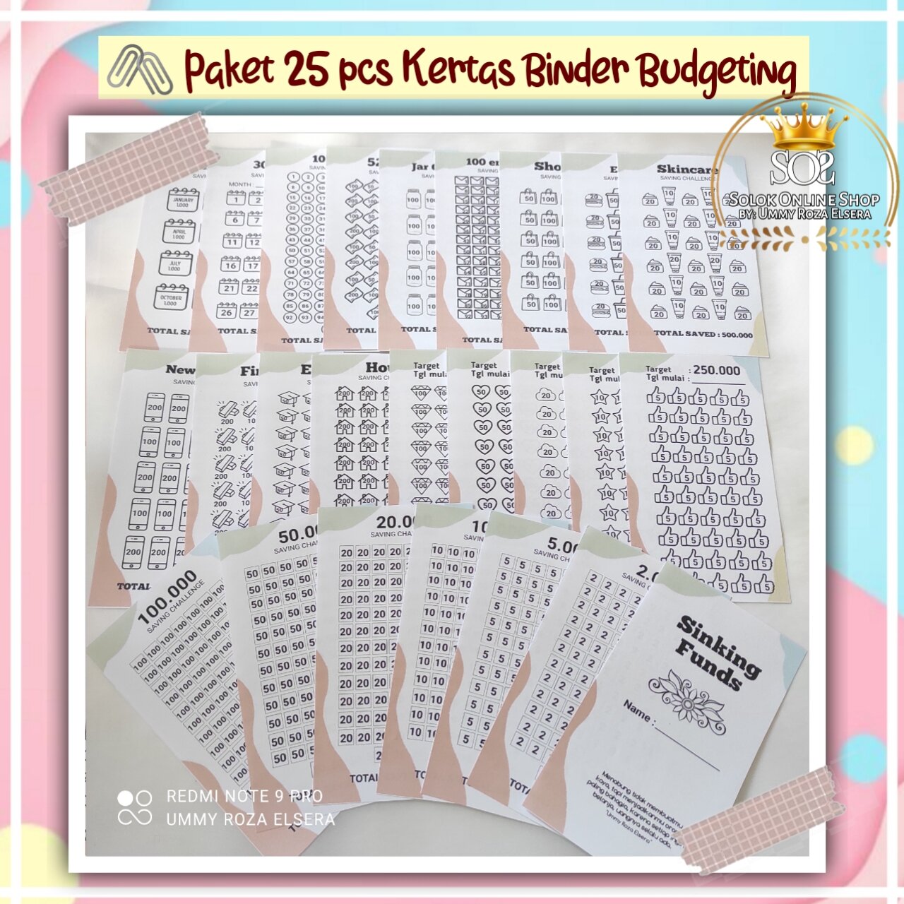 25 Lembar Kertas Binder Tabungan Saving Challenge A6 - 6Ring | Lazada ...
