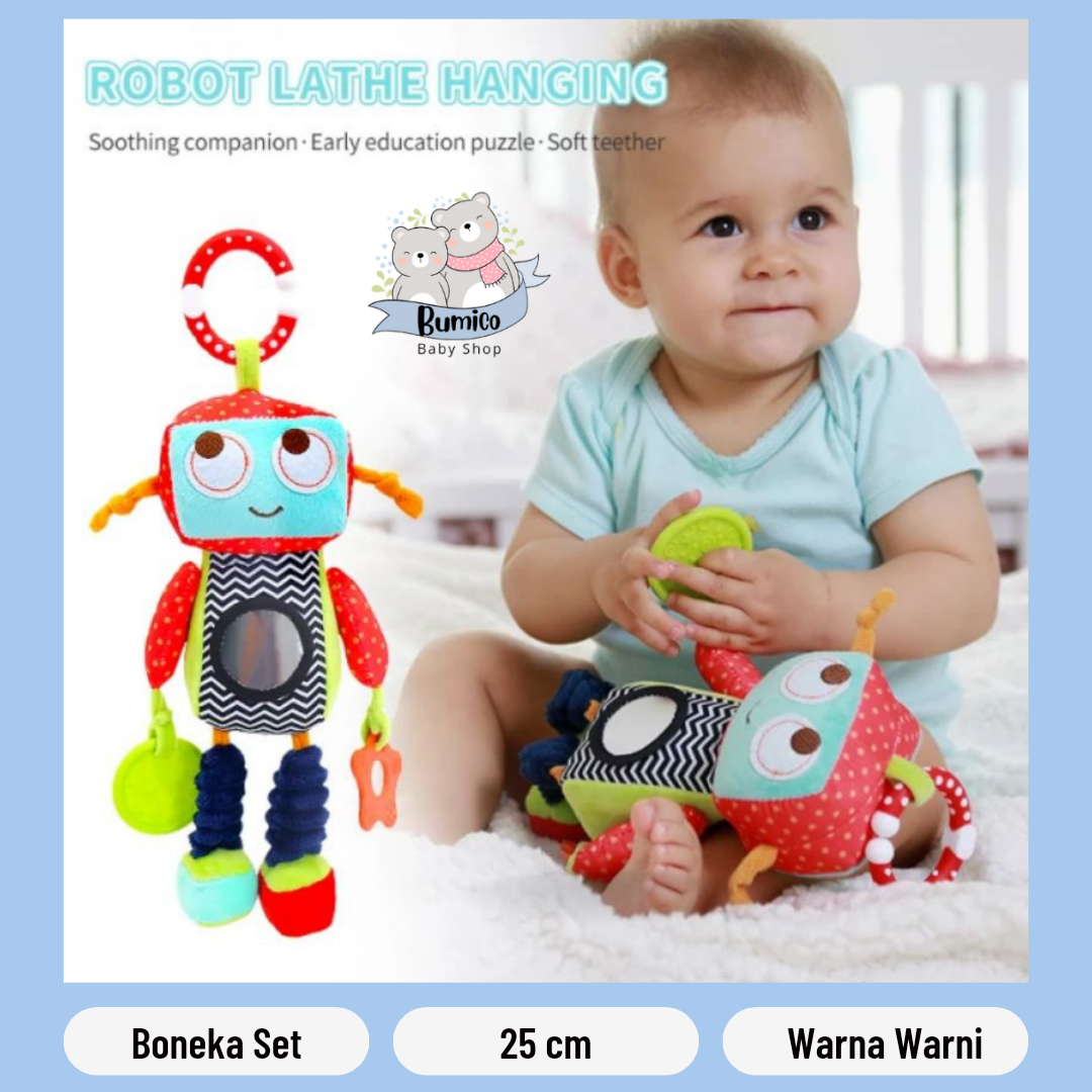 Mainan Boneka Robot Gantungan Stroller Teether Rattle Set | Lazada ...
