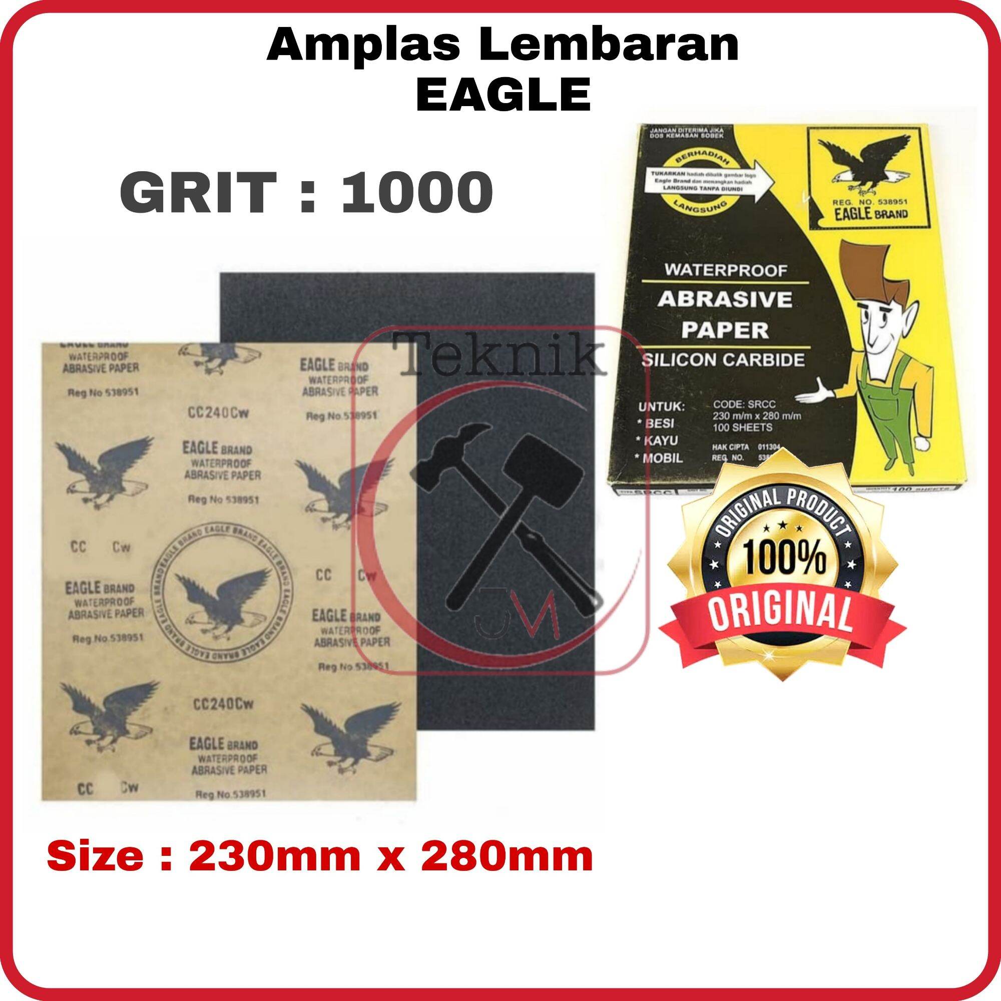 Amplas Eagle GRIT 1000 [ 1 Pcs ] PREMIUM Duco CAT Lembaran Kertas Basah ...
