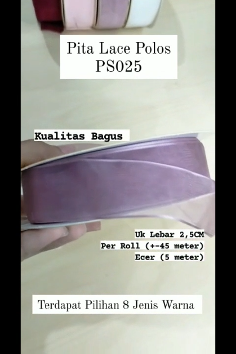 1 Roll Korean Pita Lace Polos 2,5cm - Pita Kado PS025 | Lazada Indonesia
