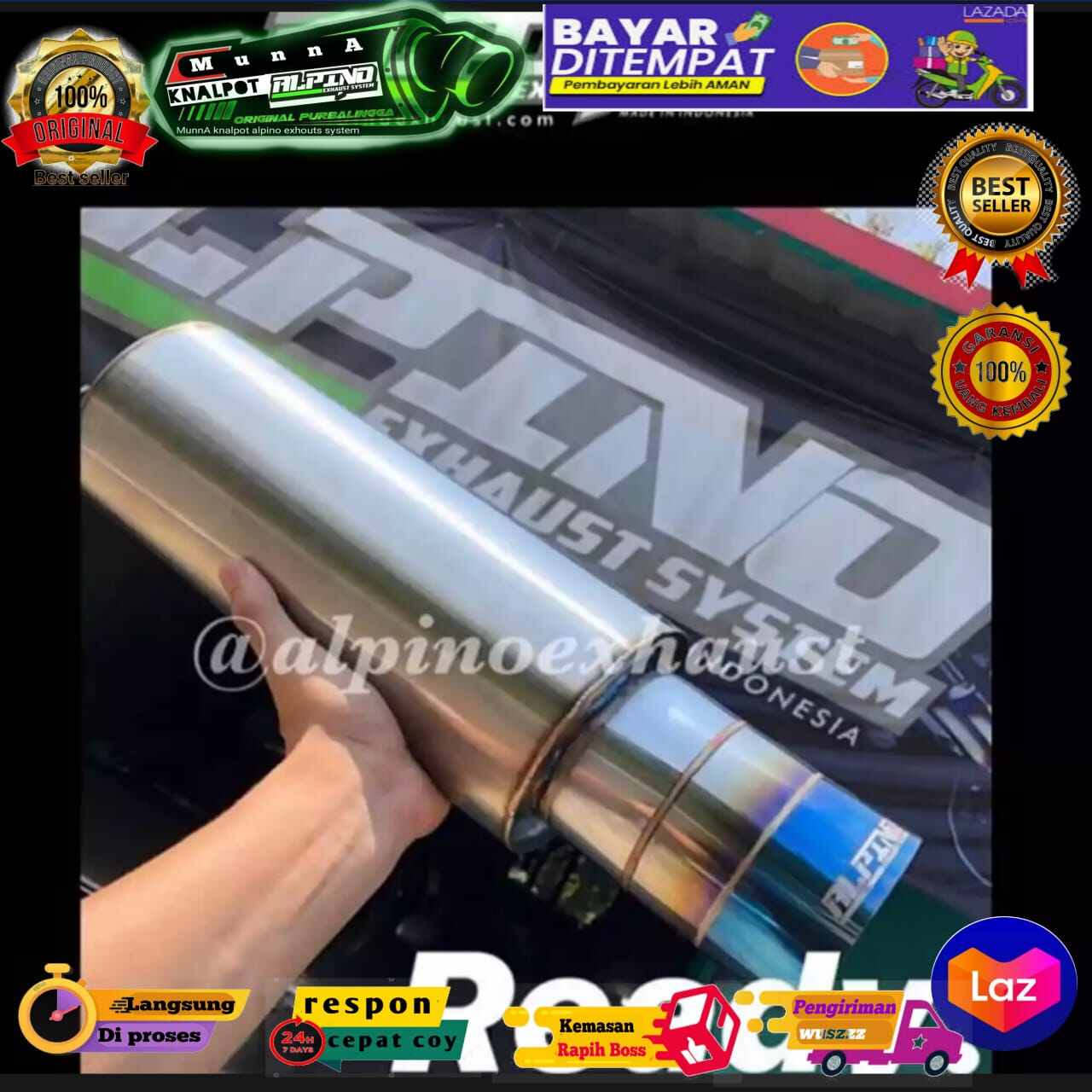 kenalpot alpino exhaust f03 besar biru | Lazada Indonesia