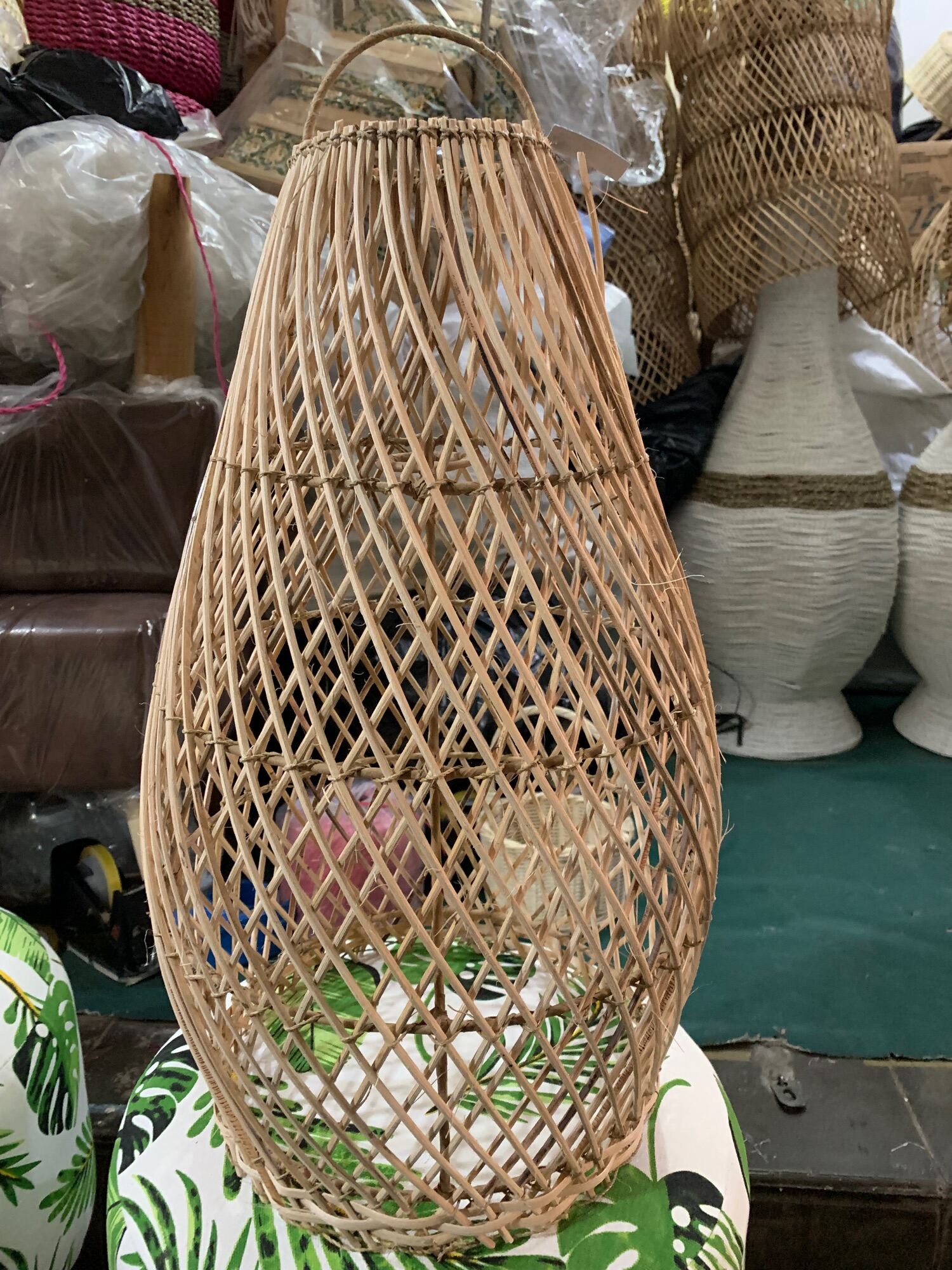 Cover lampu rotan 30cm/cover lampu full dari rotan/kap lampu langit ...