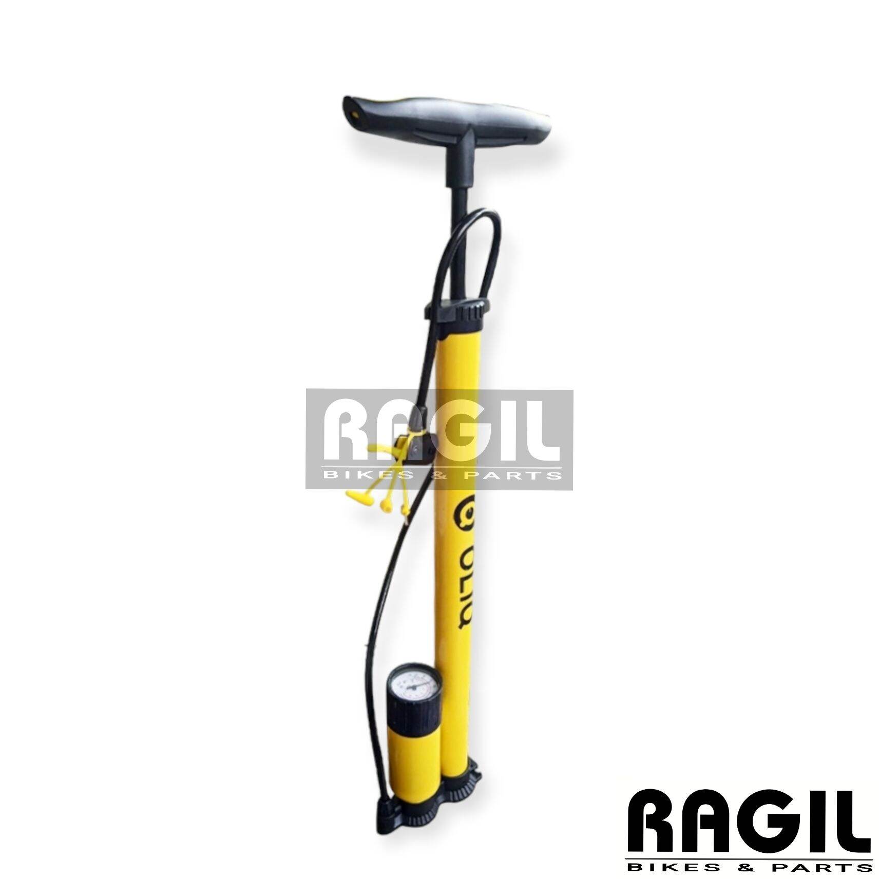 POMPA ANGIN TABUNG OLIQ SEPEDA DAN MOTOR FLOOR PUMP HITAM DAN KUNING ...