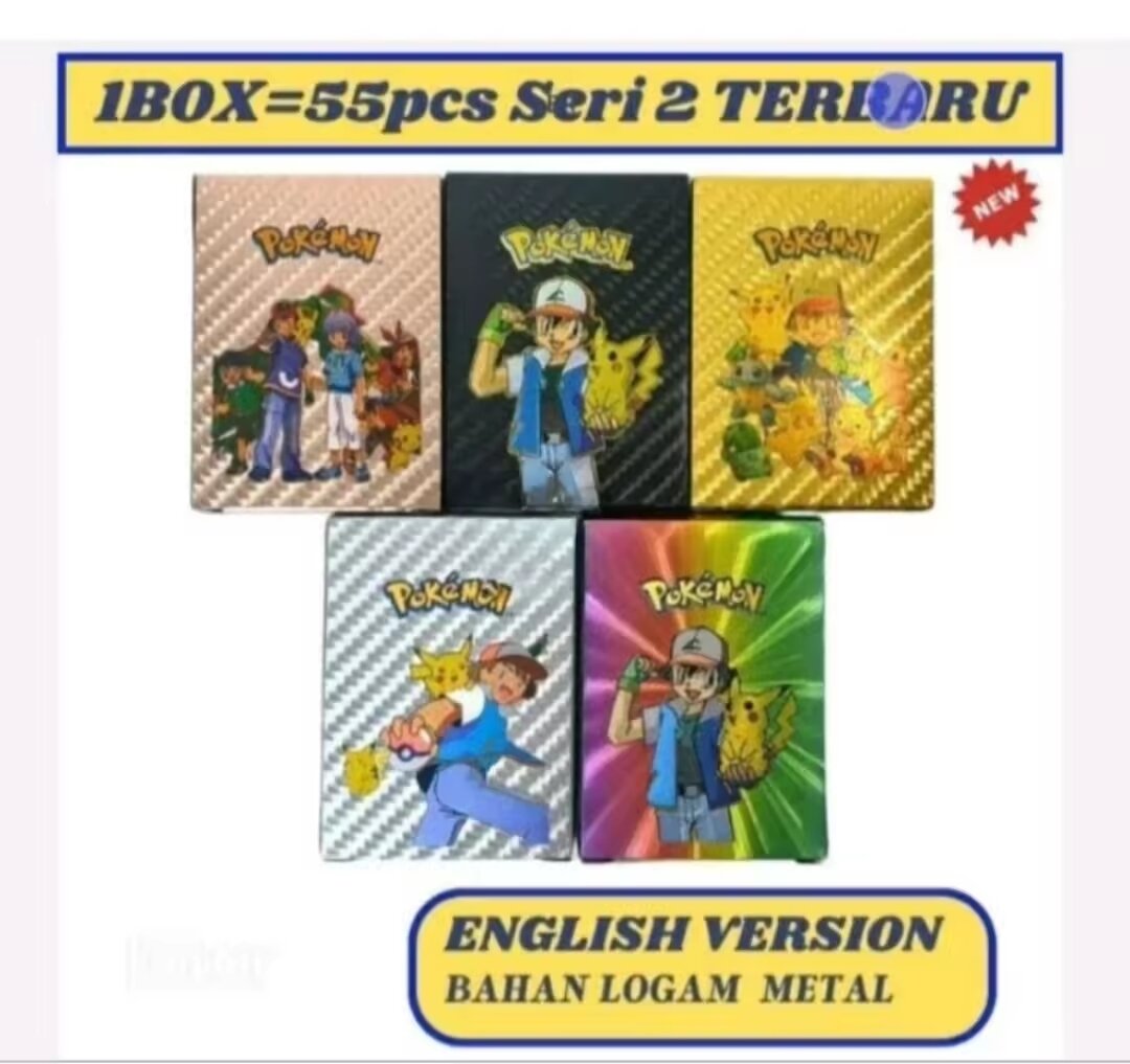 55pcs kartu pokemon tranding card emas Pokemon Cards Charicard pikachu ...