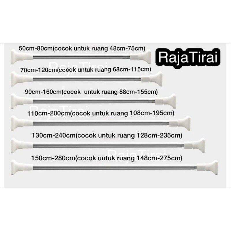 TIANG pipa FLEKSIBEL 50CM-280CM tanpa paku /TIANG PIPA KAMAR MANDI ...