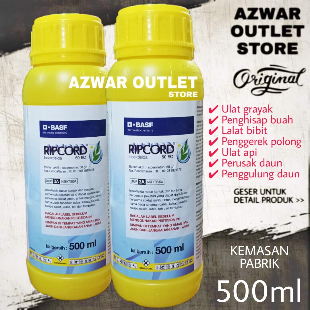 RIPCORD 50EC 500ml ORIGINAL | Racun hama Ulat grayak, penghisap buah, lalat bibit, penggerek ...