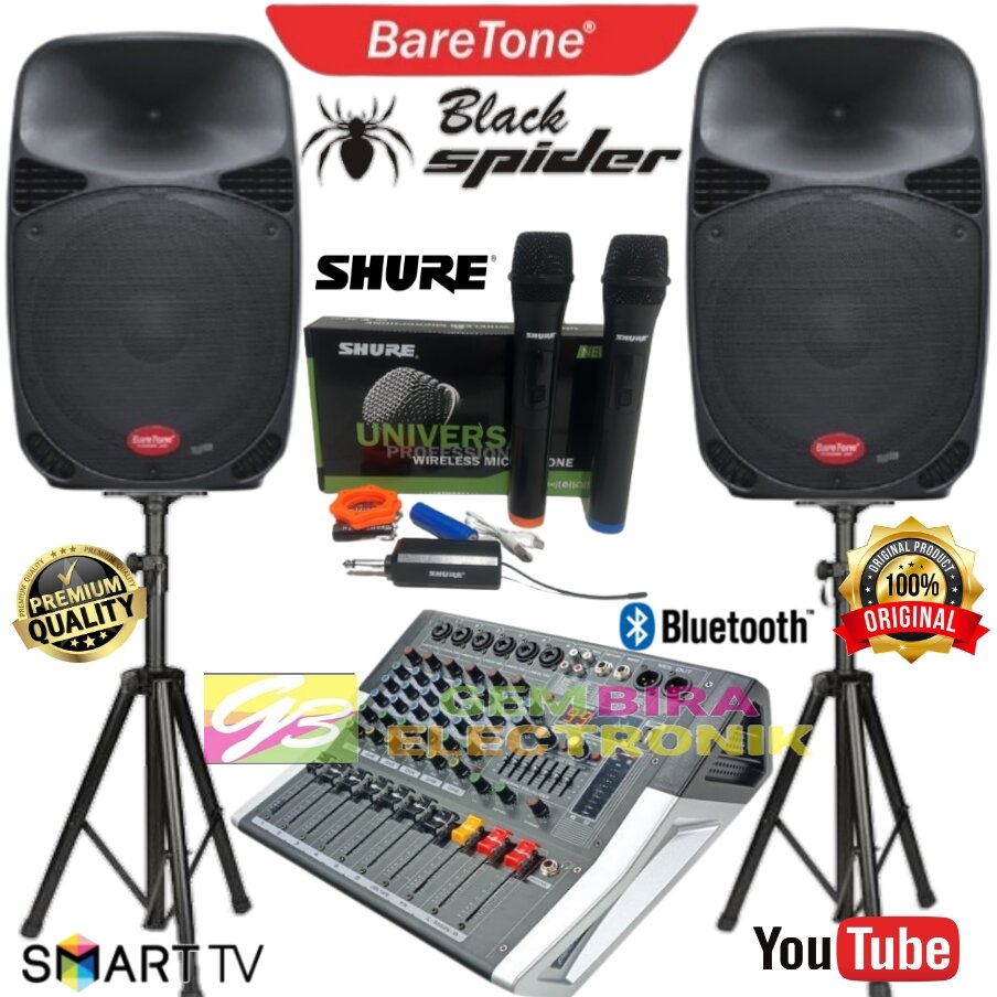 Paket Sound System Speaker Baretone 15 inch power mixer 6 channel Original Bluetooth indoor ...