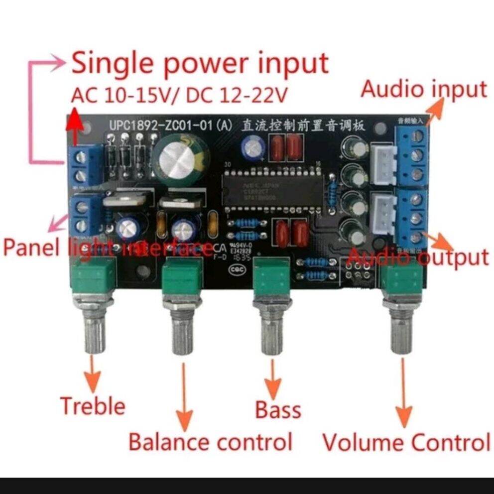 kit Rangkaian tone control stereo hifi dengan IC UPC 1892 PCB fiber ...