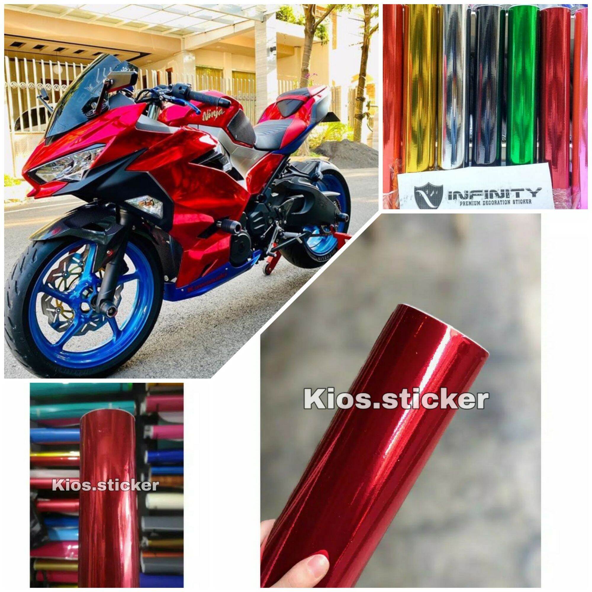 Stiker Skotlet Merah Metalik Crome Stiker Motor Merah Krom | Lazada ...
