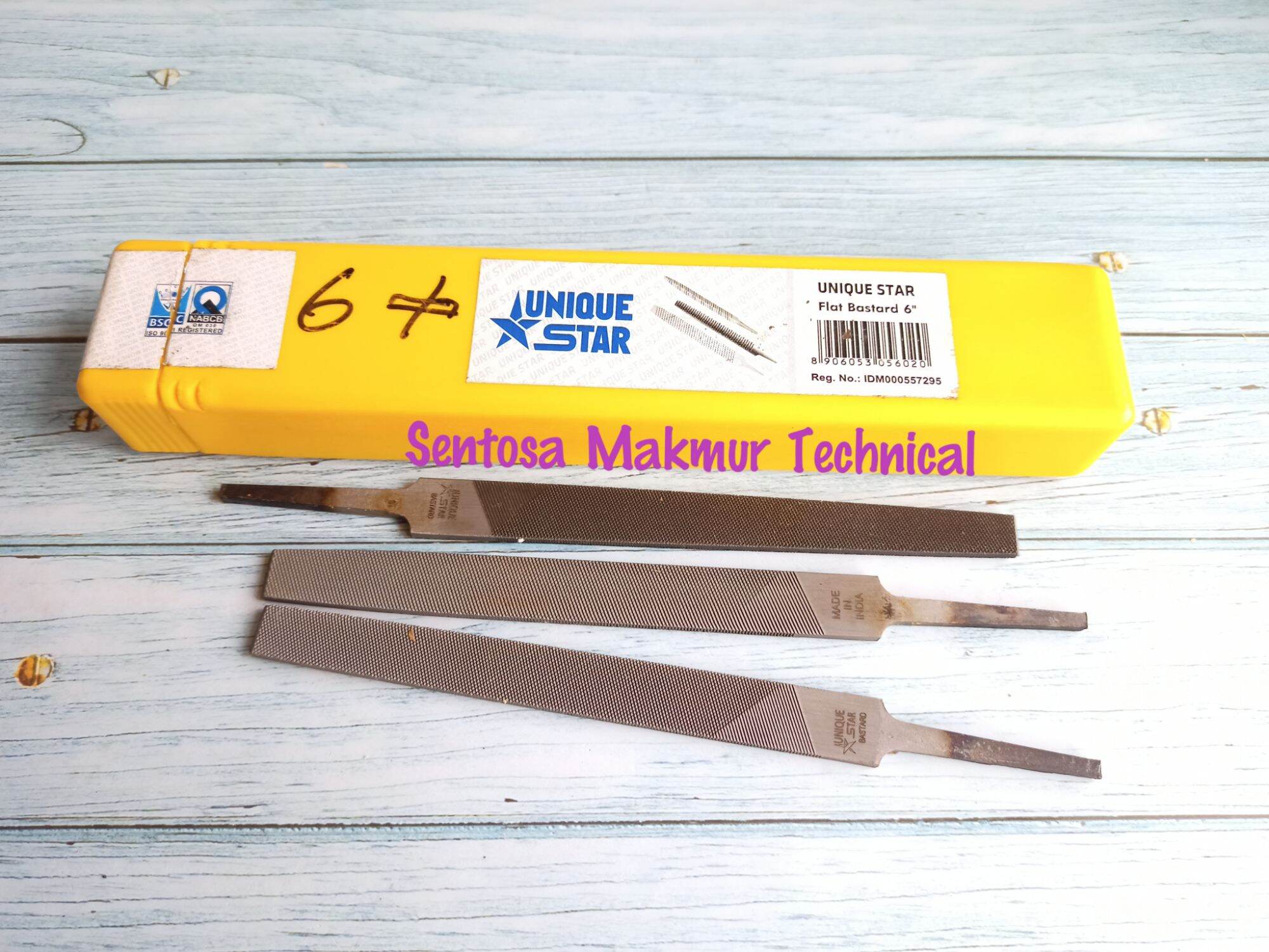 UNIQUE STAR 6" Kikir Gergaji Besi Rata Lurus Flat Bastard-File 6 Inchi ...