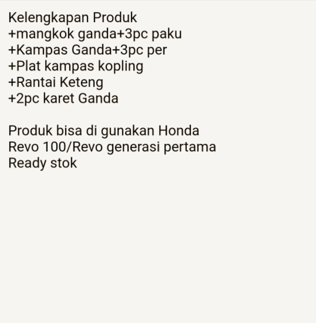 Paket 5aitem kampas Ganda Honda Revo 100 Revo generasi pertama 100cc ...