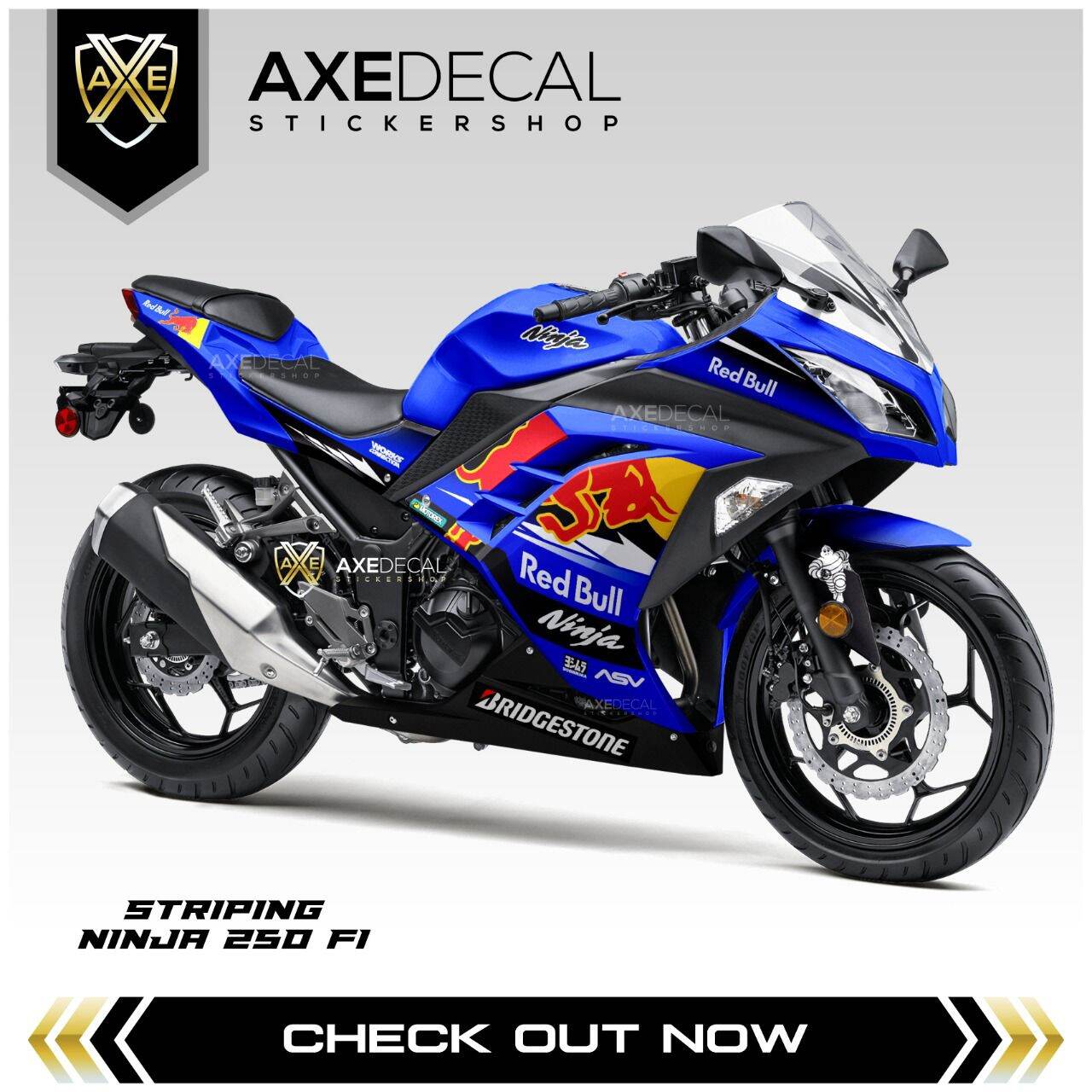 Striping Ninja 250 Fi Red Bull - Stiker Motor Kawasaki Ninja Fi Custom ...