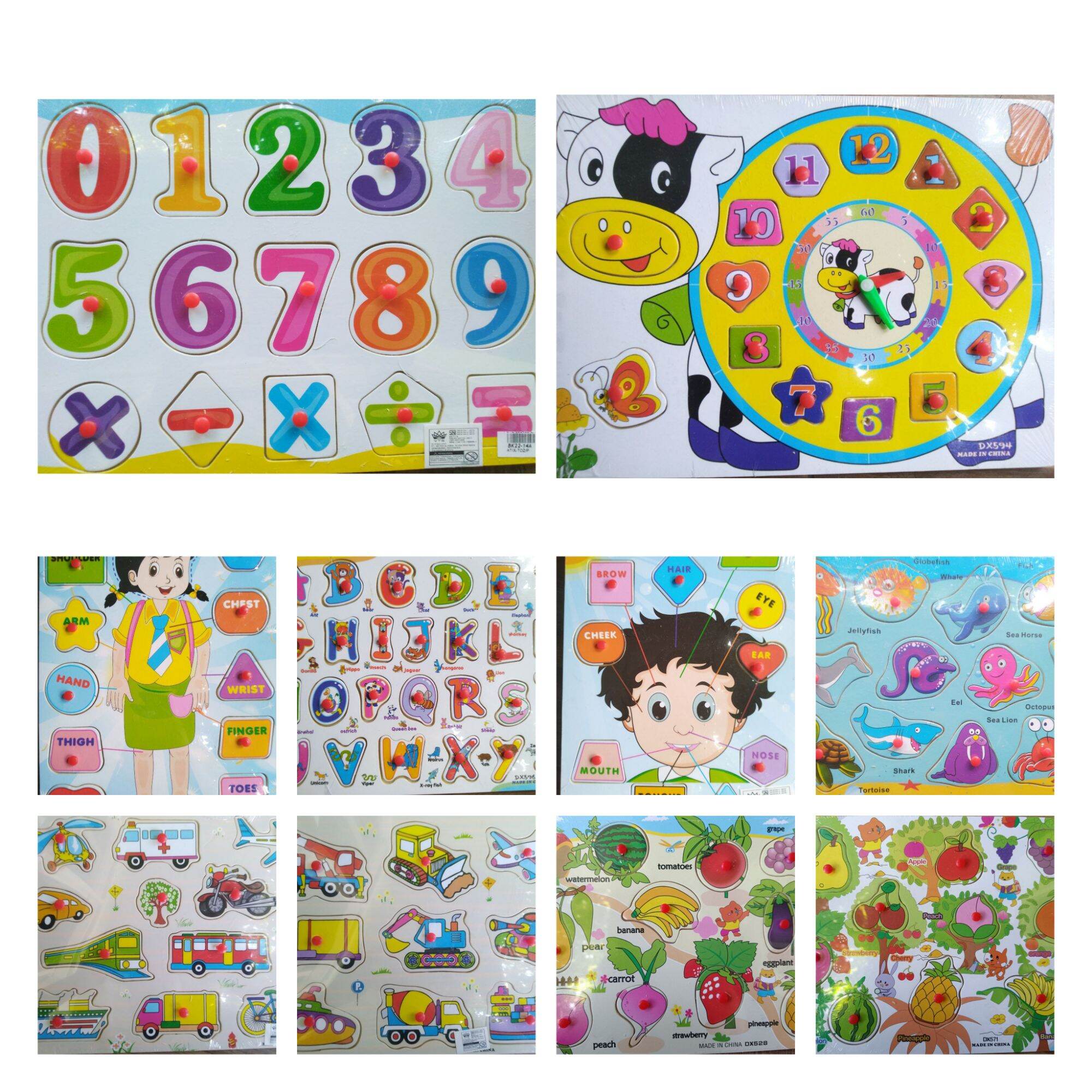 puzzle mainan edukasi bongkar pasang hijaiyah huruf angka shape buah ...