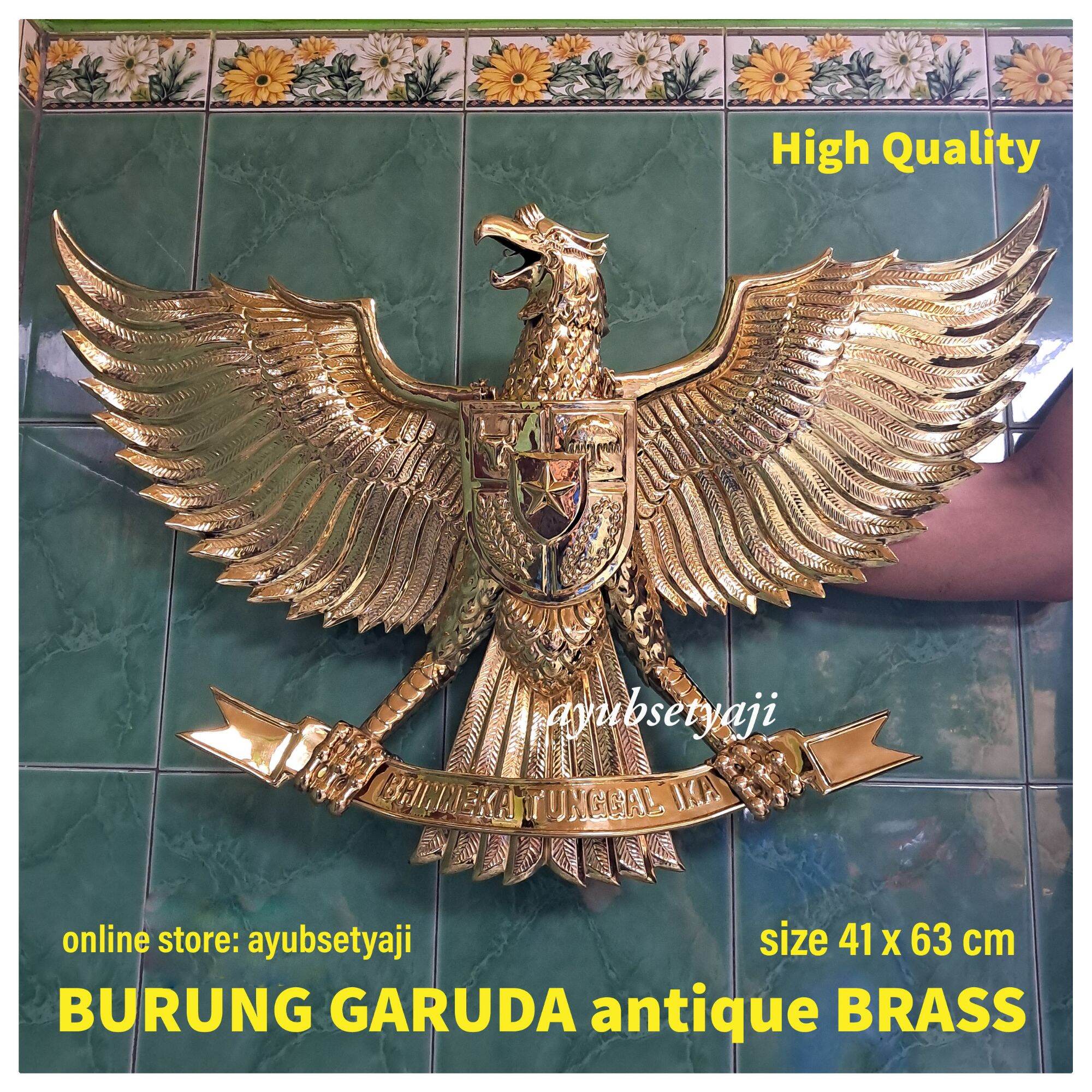 Burung Garuda PANCASILA Kuningan antik BRASS GOLD SOLID Dekorasi Lambang Burung Garuda warna ...