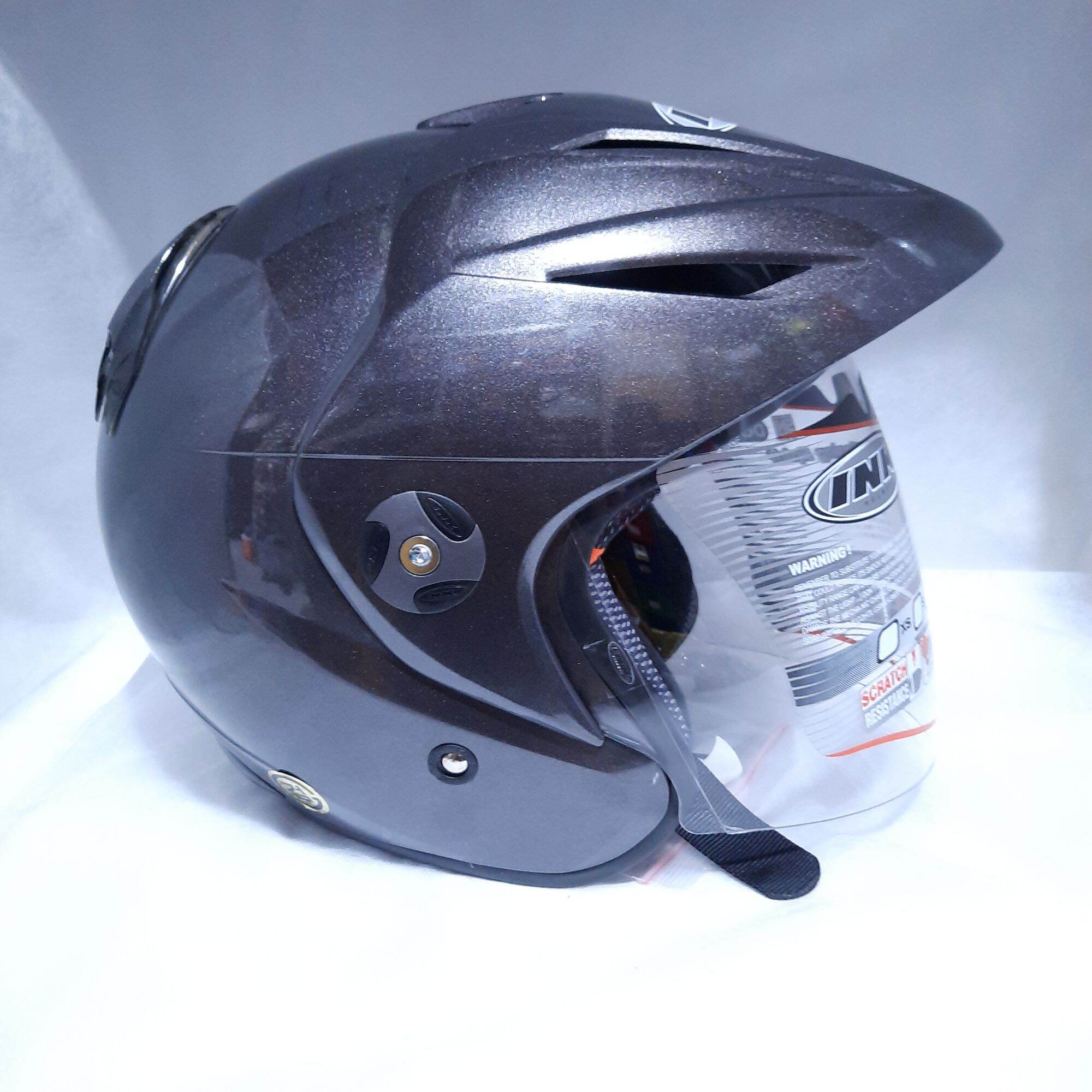 HELM HALF FACE HELM INK CX 25 SOLID GUNMETAL ABU TUA GLOSSY | Lazada ...