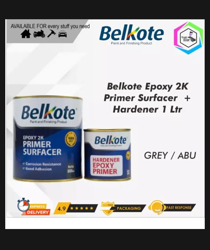 Epoksi Belkote Epoxy 2K Primer Surfacer Cat Dasar Abu-abu Efoksi ...