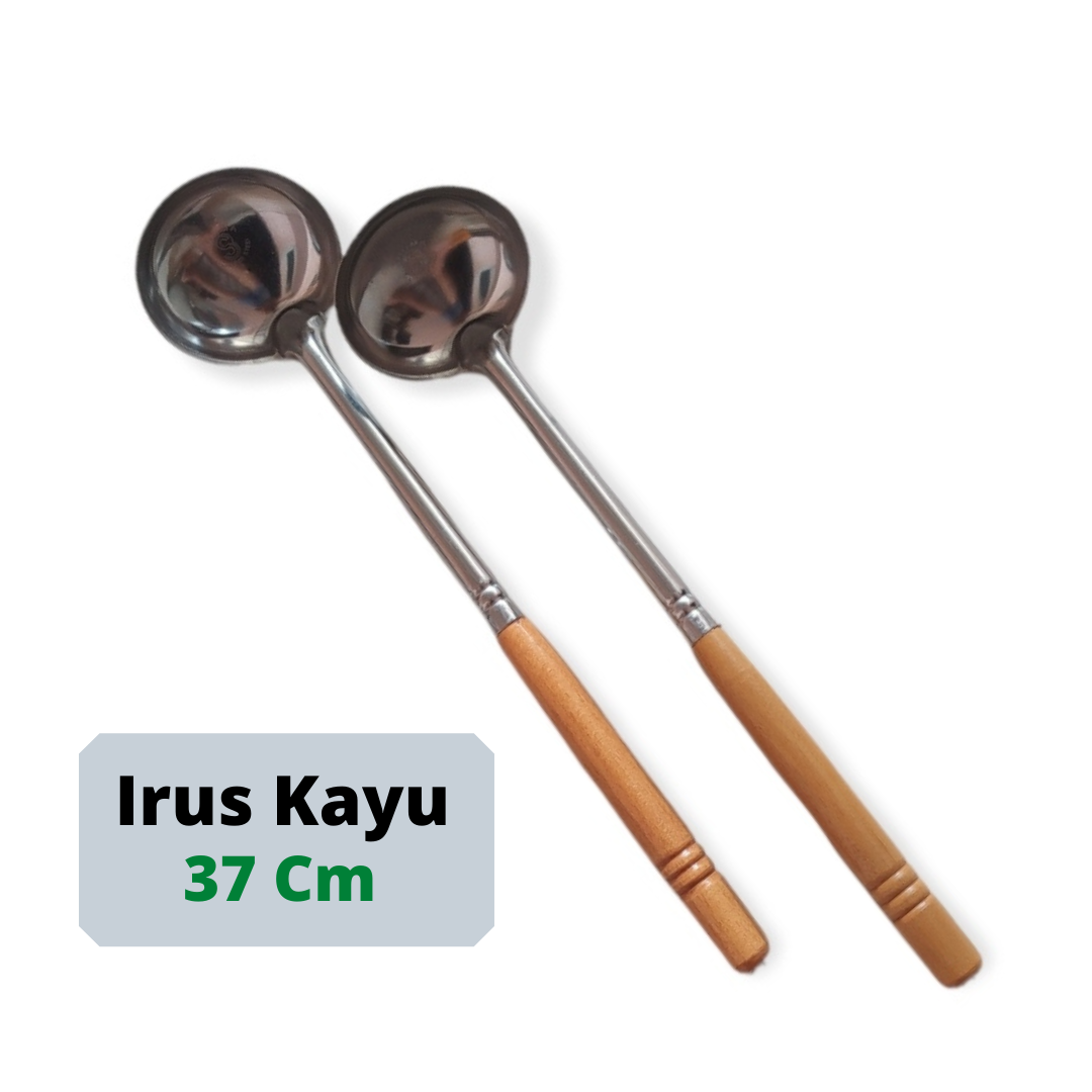 Irus Sendok Sayur Gagang Kayu Anti Panas | Lazada Indonesia