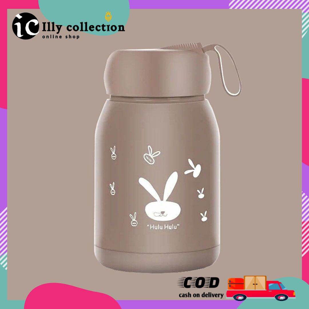 Botol Minum Kaca Rabbit / Termos Mini Kaca Motif Kelinci 330 ml ...
