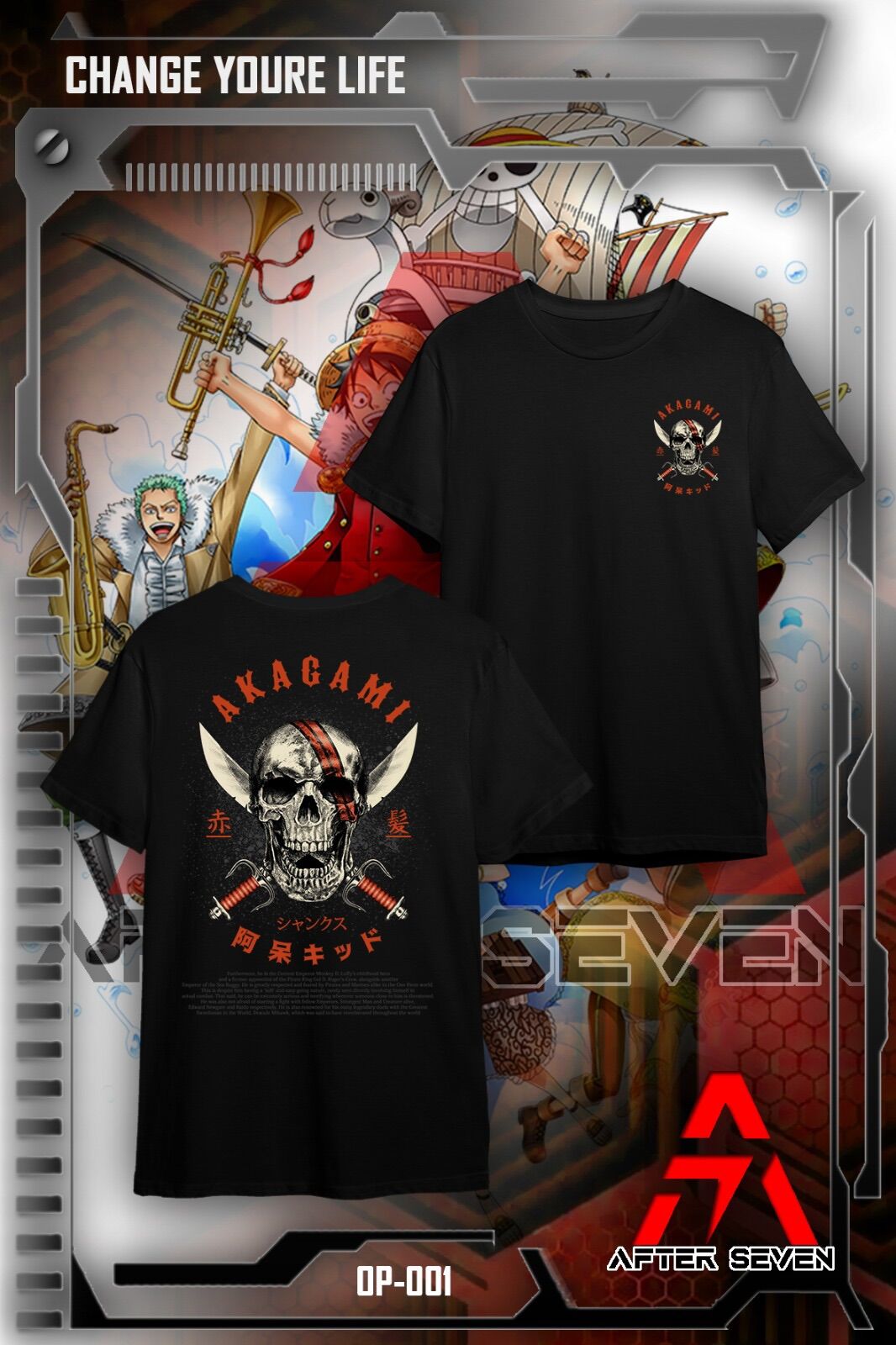 Tshirt / T-shirt / Kaos One Piece - Shank logo Built Up OP-001/ Body ...