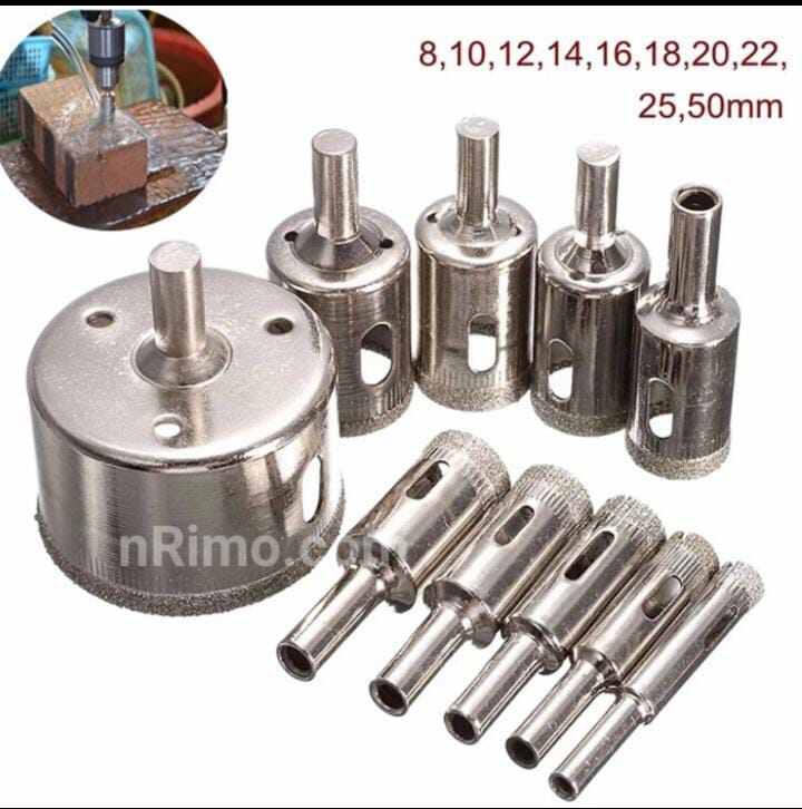 Set Mata Bor Intan Diamond Holesaw Keramik Kaca Batu Granit isi 10 pcs ...
