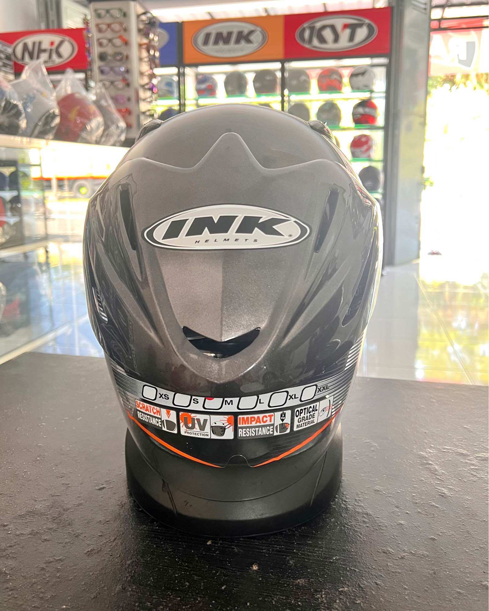 HELM INK CX22 SOLID INK TOPI WARNA GUNMET HELM HALF FACE ORIGINAL INK ...