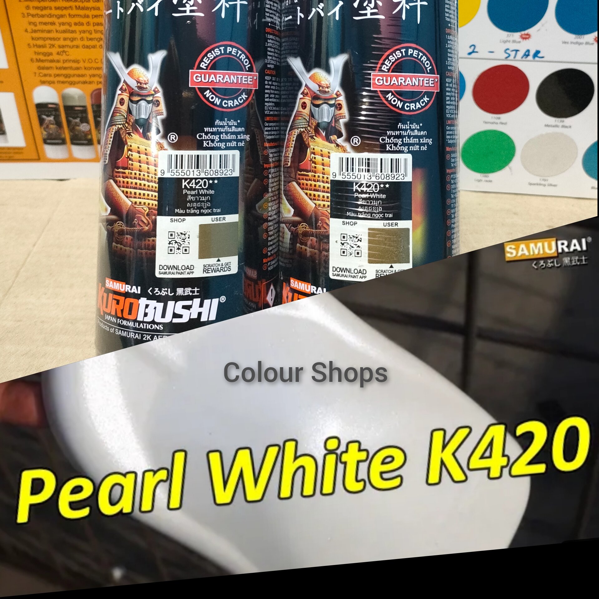 Pilok Pilox Cat Samurai Paint Pearl White Putih Mutiara Glossy K420 420 400ml Cat Semprot ...