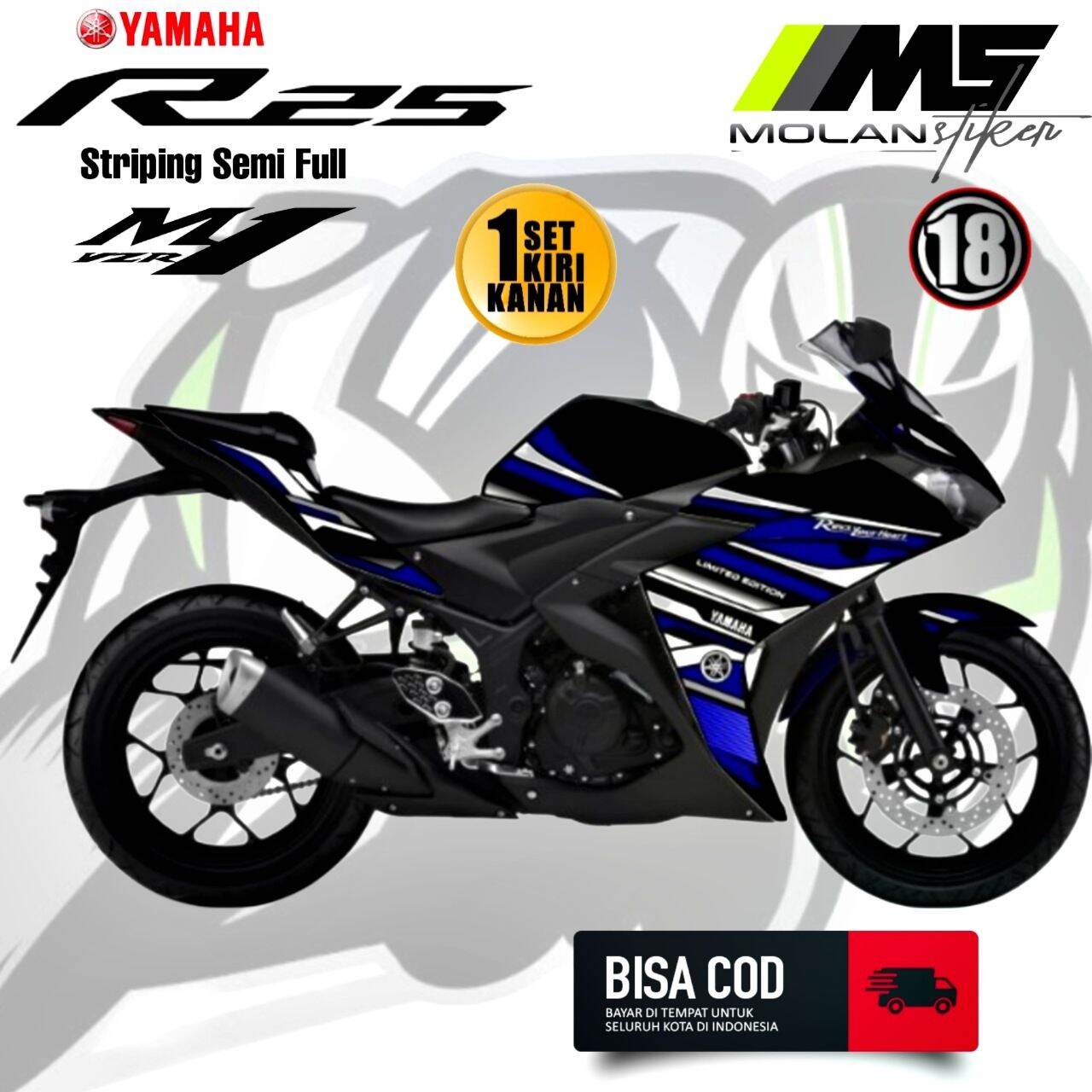 Decal Sticker Striping Variasi Yamaha R25 / Yzf R25 |Decal Variasi Semi ...