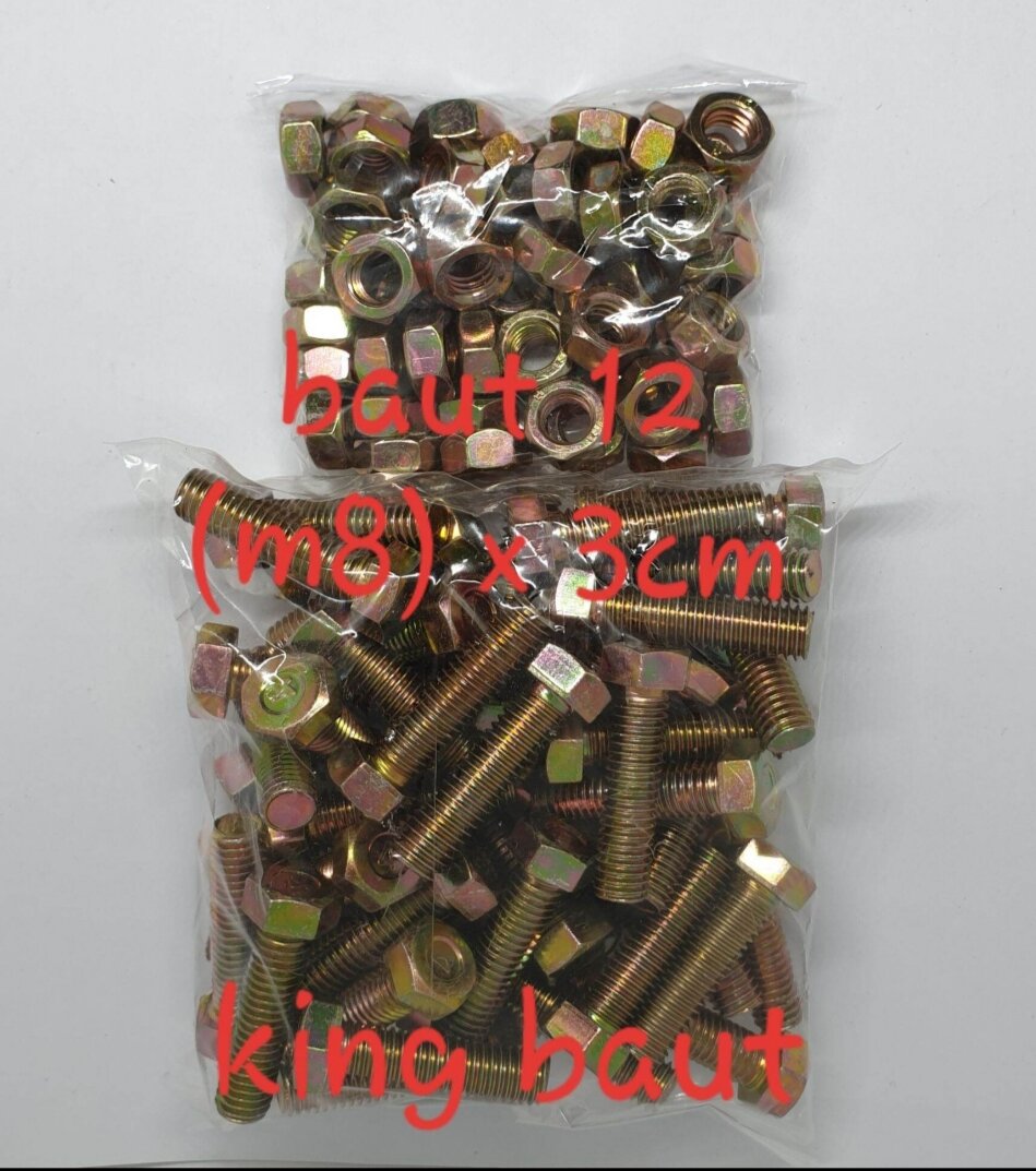 Baut 12 + Mur (8mm) x 3 cm (paket 50 set) | Lazada Indonesia