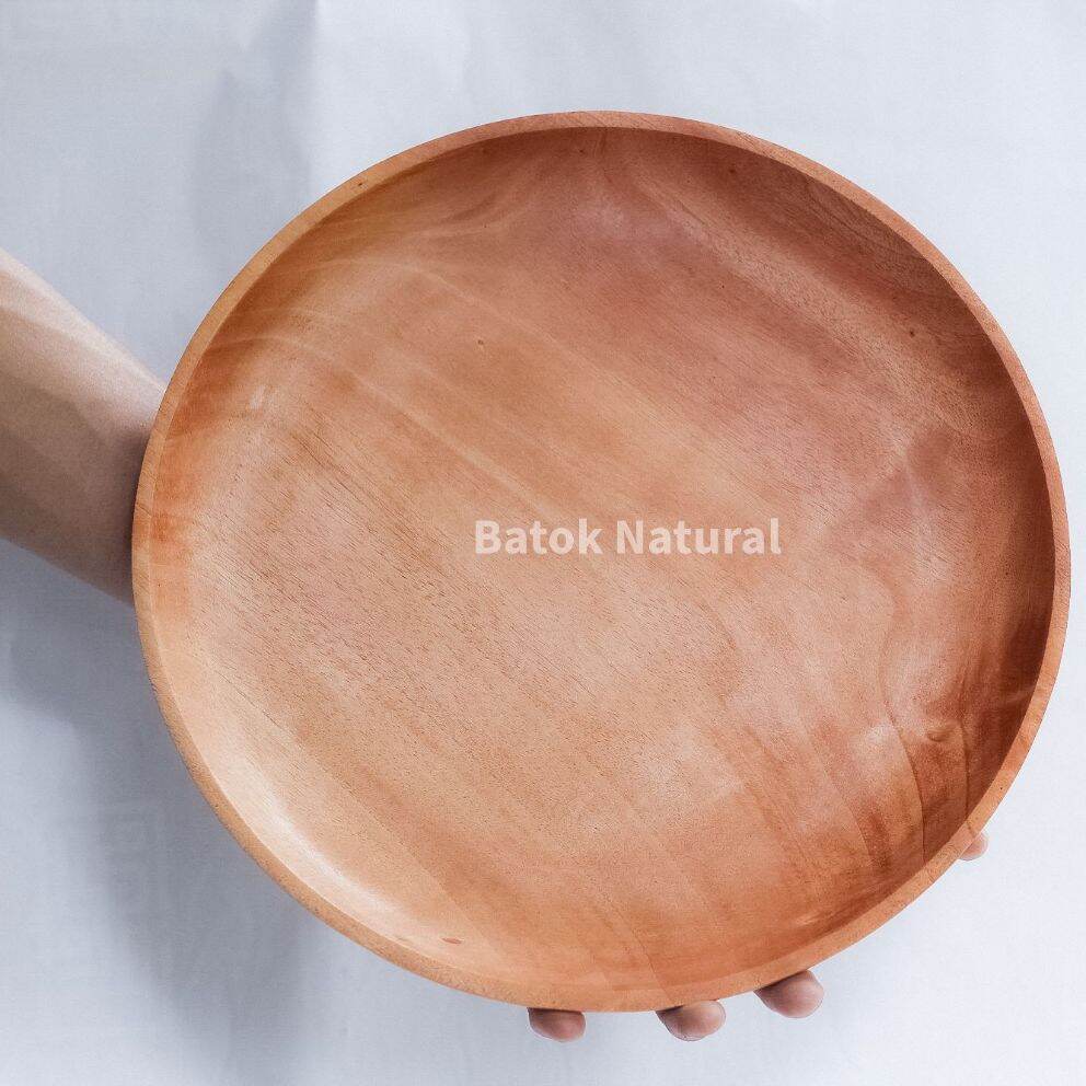 PIRING MAKAN KAYU MAHONI JUMBO NAMPAN BUAH UKURAN DIAMETER 30CM ...