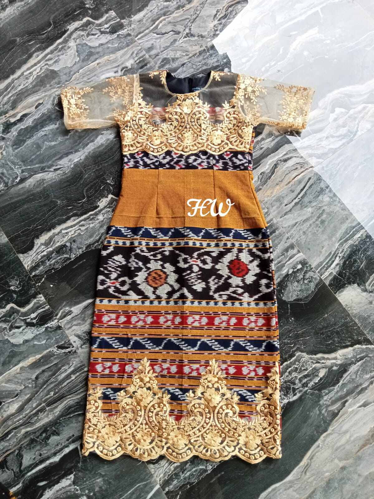 DRESS TENUN KOMBINASI BROKAT KUNING TERBARU | Lazada Indonesia
