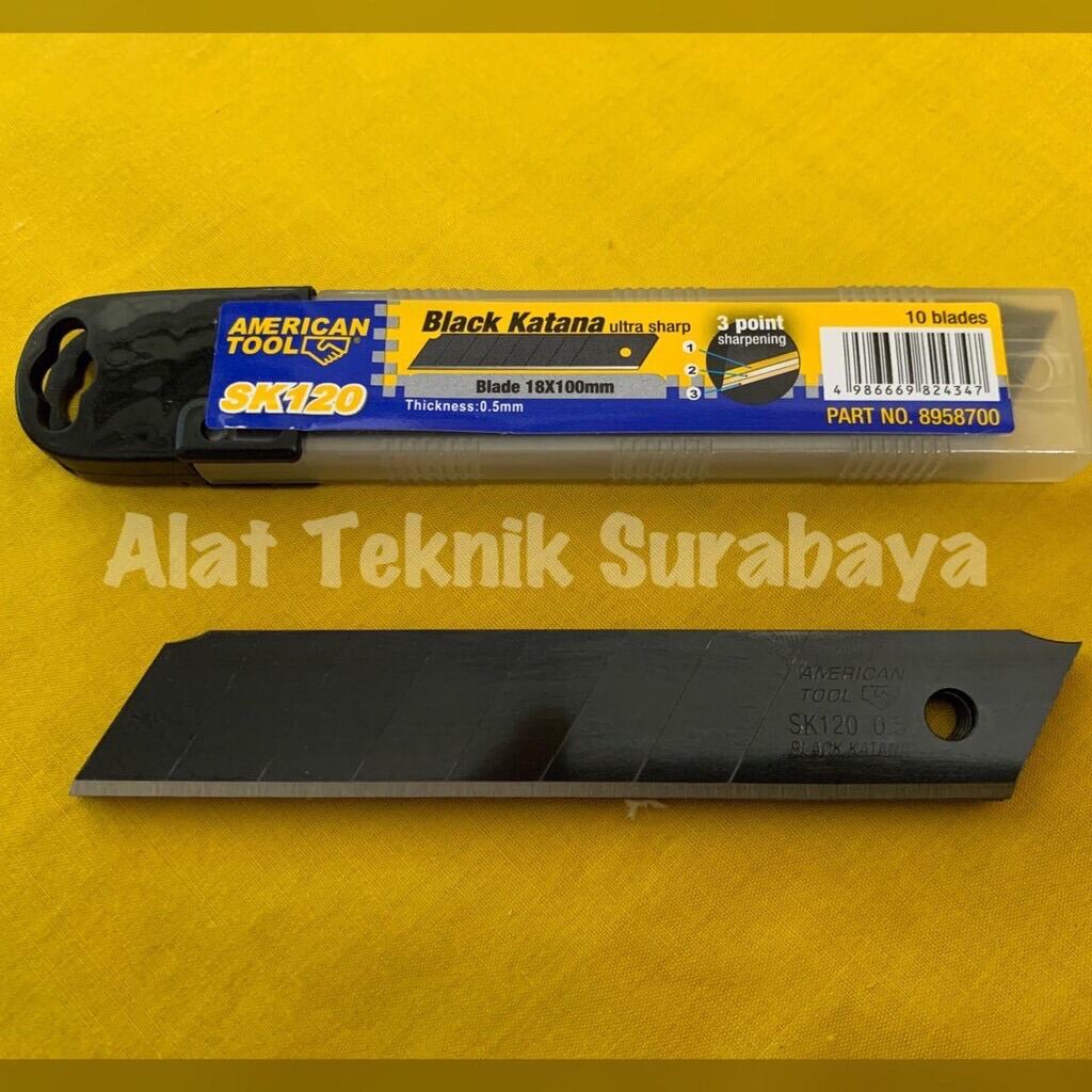 ISI CUTTER SILET AMERICAN TOOL ISI 10 BUAH BLACK KATANA ULTRA SHARP ...
