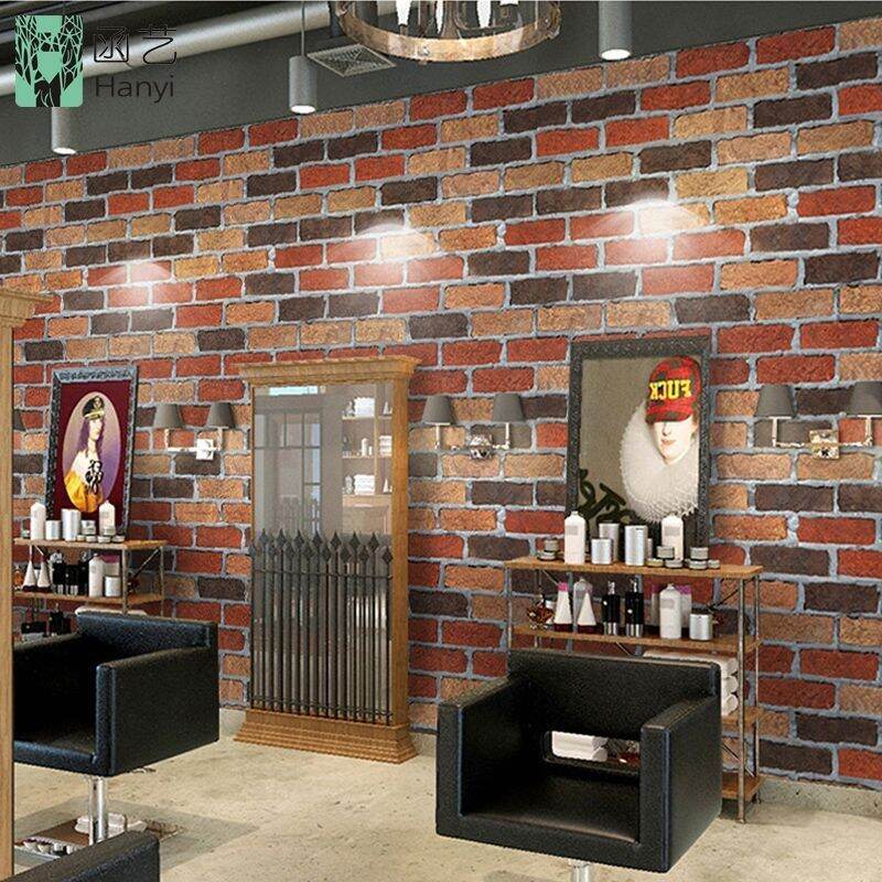 Wallpaper Dinding Motif Batu Bata Pink Garis Putih Bahan Kertas PVC ...