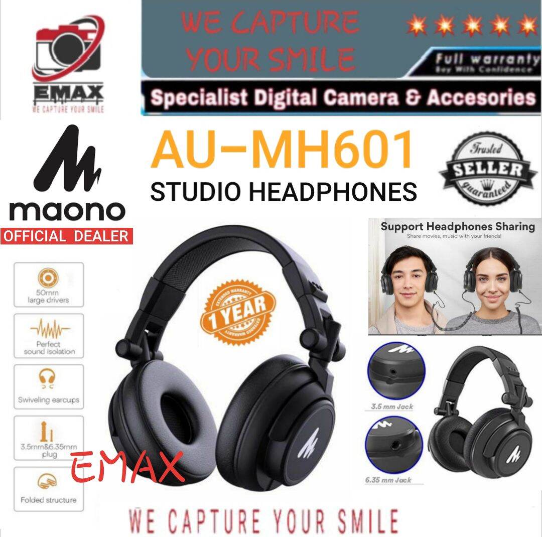 Maono AU-MH601 Professional Studio Monitor Headphones DJ Headset 50mm ...